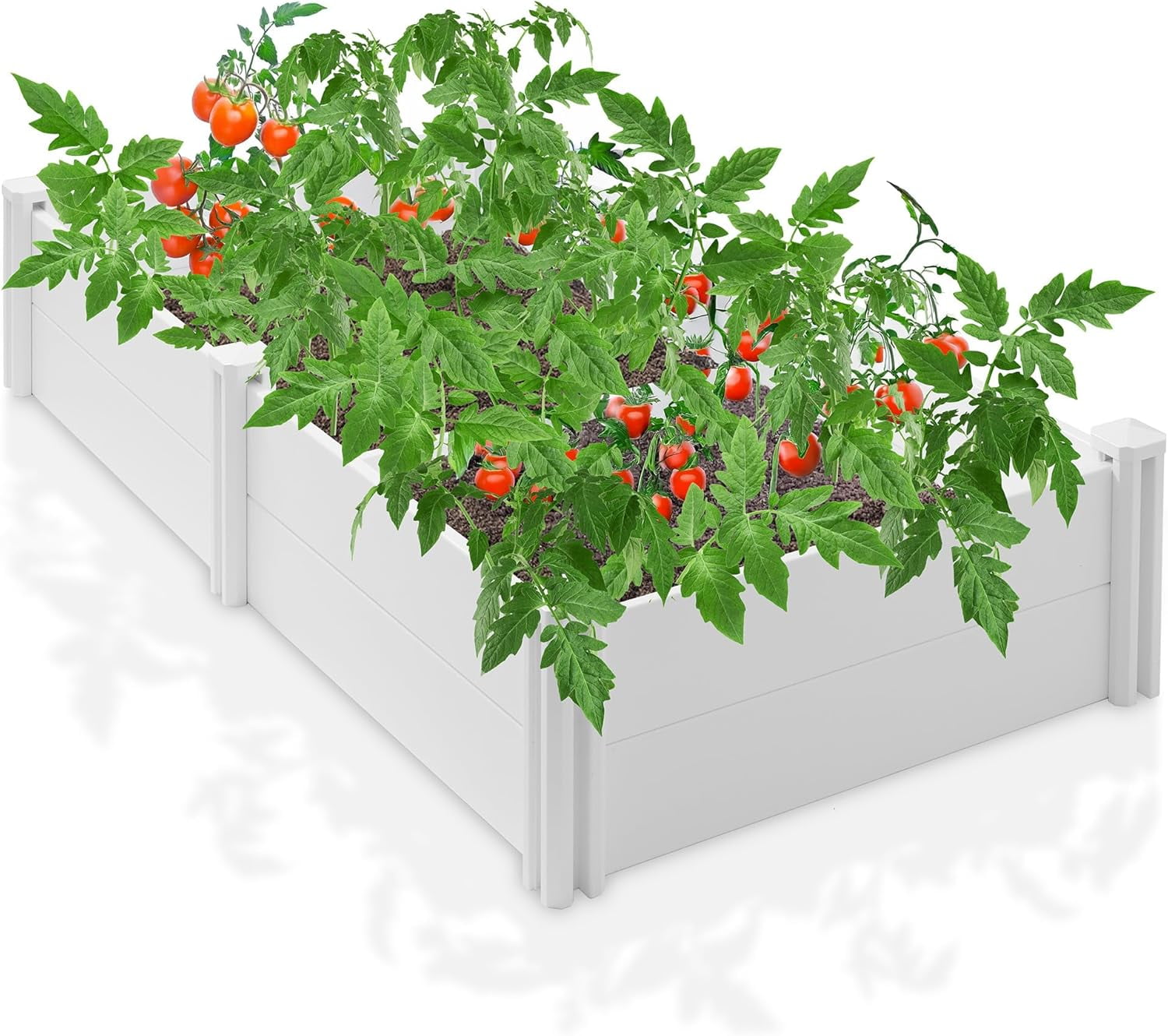 Casafield 3' x 6' x 12" White Vinyl Raised Garden Bed, Outdoor Above ...