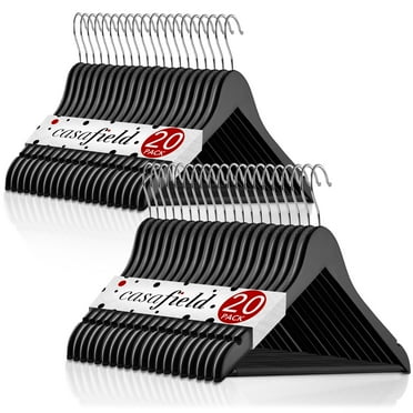 Wavy Wood Combo Hanger w/ Cushion Clips, Box of 25 Space Saving 17 Inch ...