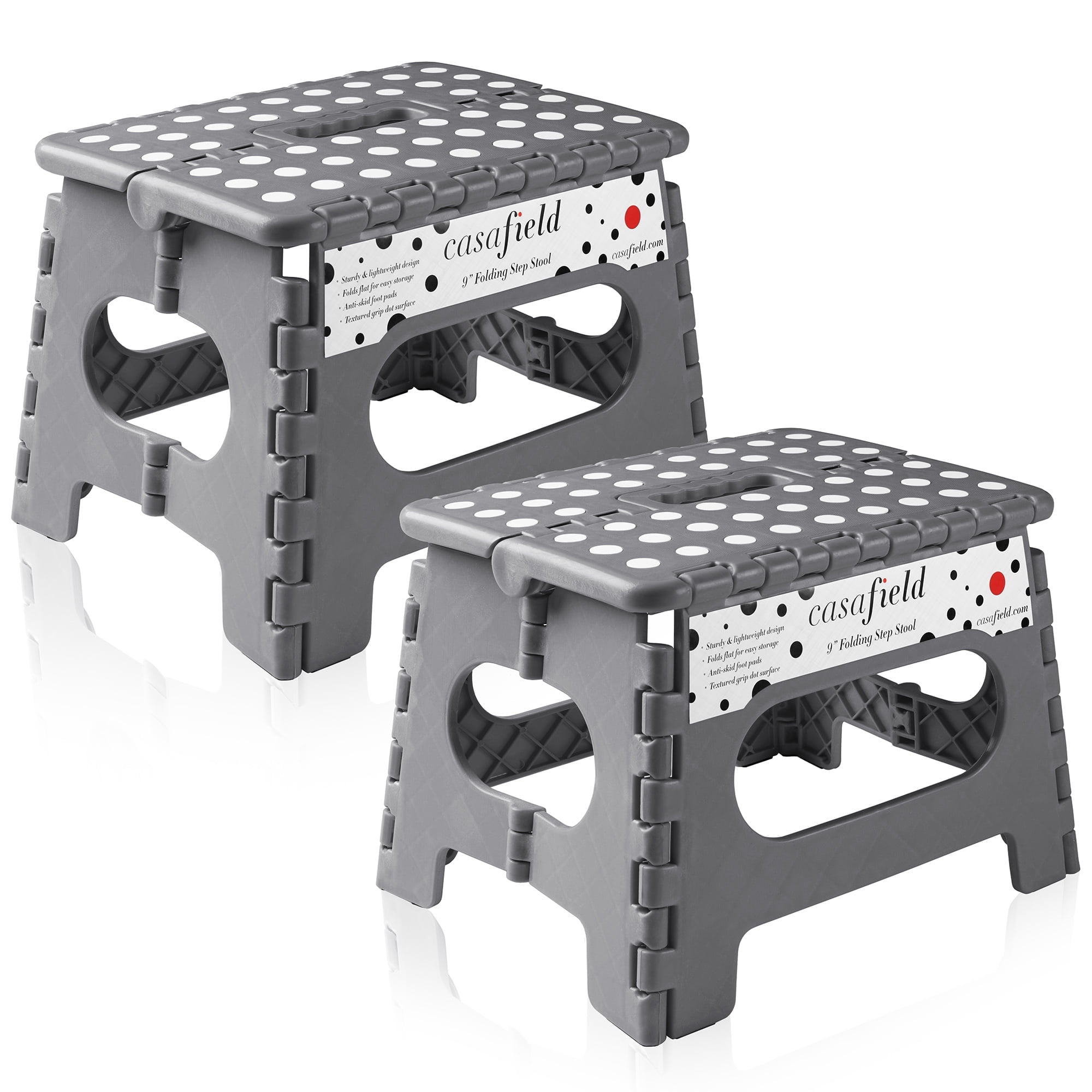 "Casafield 9"" Gray Folding Step Stool for Adults & Kids (Set of 2 ...