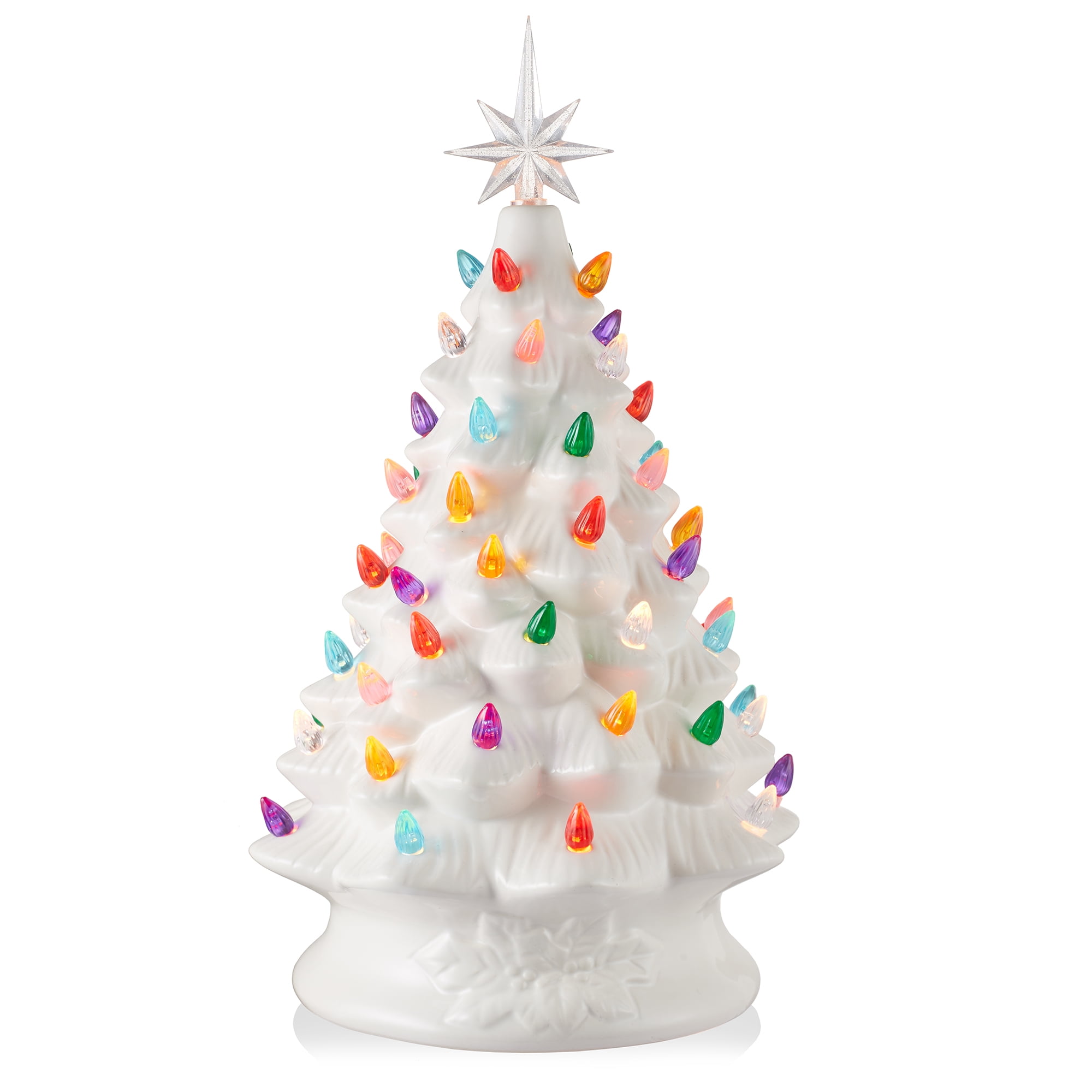Casafield 15-Inch Pre-Lit Hand Painted Christmas Tree, 128 Multi-Color ...