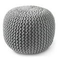 Casafield Round Pouf Ottoman, Light Gray - 20" Dia x 14.5" High Cotton ...