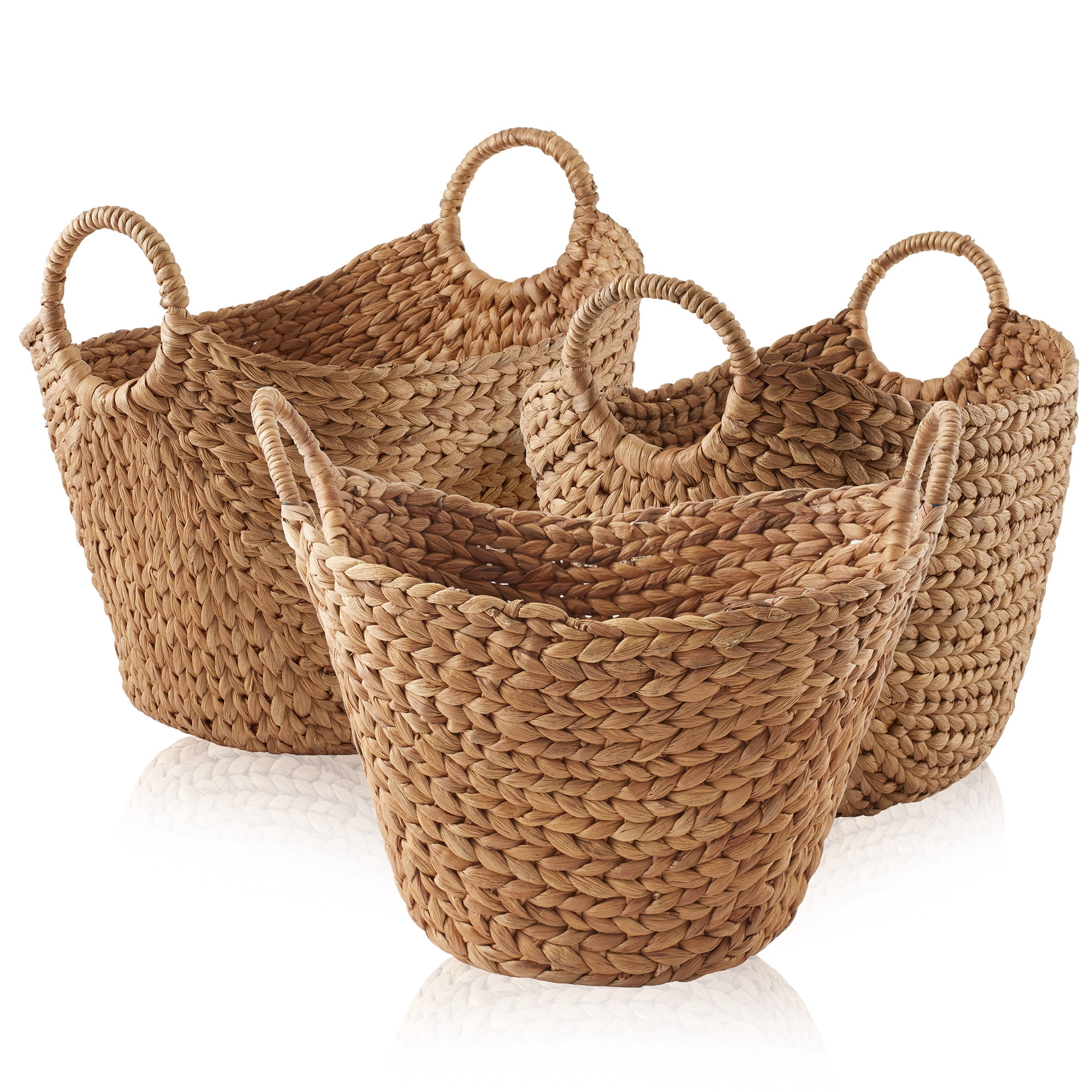 Casafield Set of 3 Boat Baskets with Handles - Cinnamon, Woven Water ...