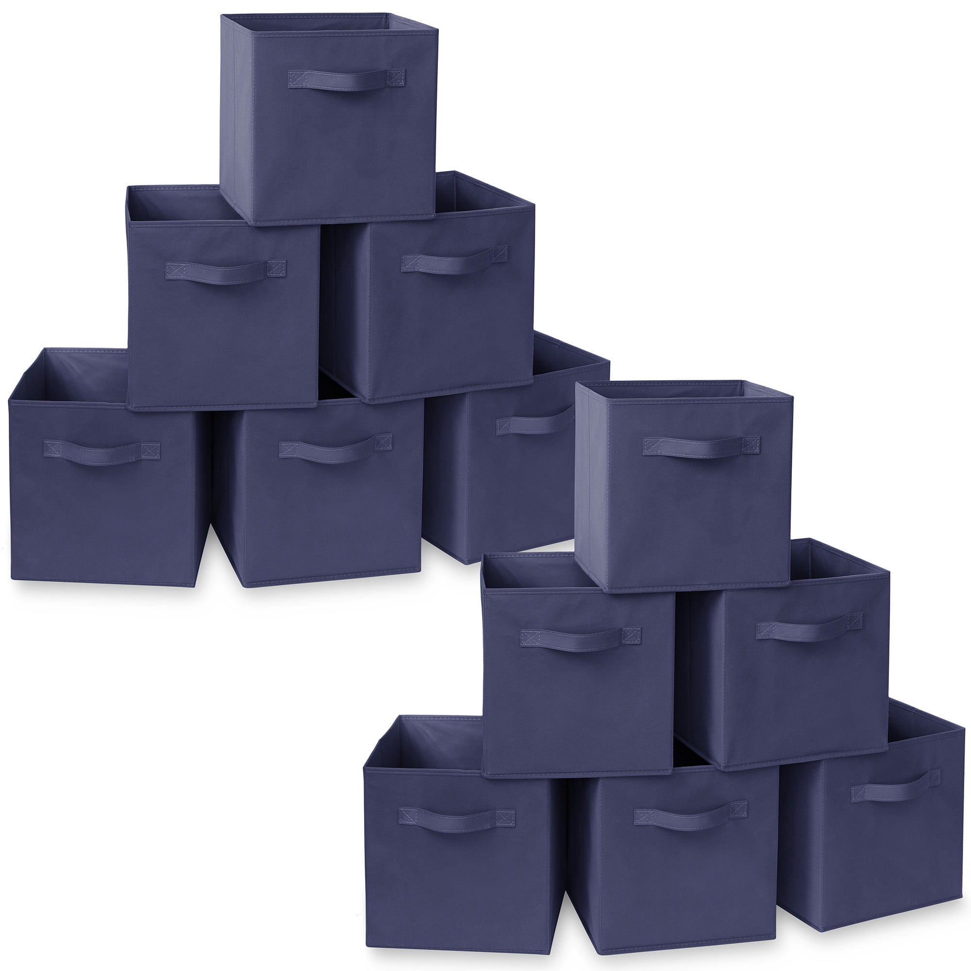 "Sturdy Casafield 12-Pack Organizer Boxes, Navy Blue Fabric Storage ...