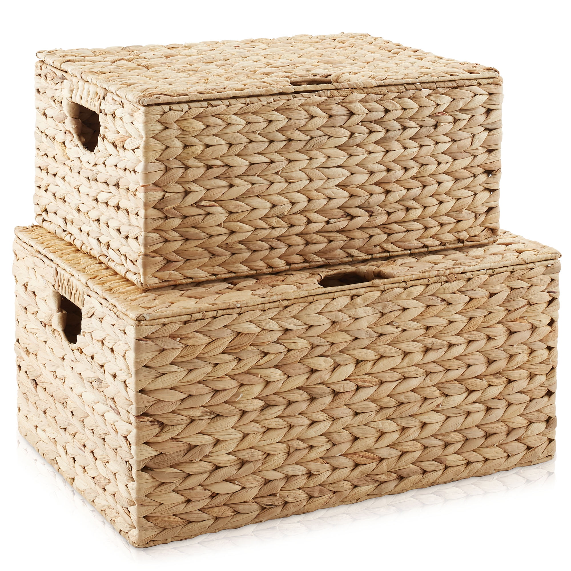 Casafield Set of 2 Water Hyacinth Storage Baskets (Medium/Large ...