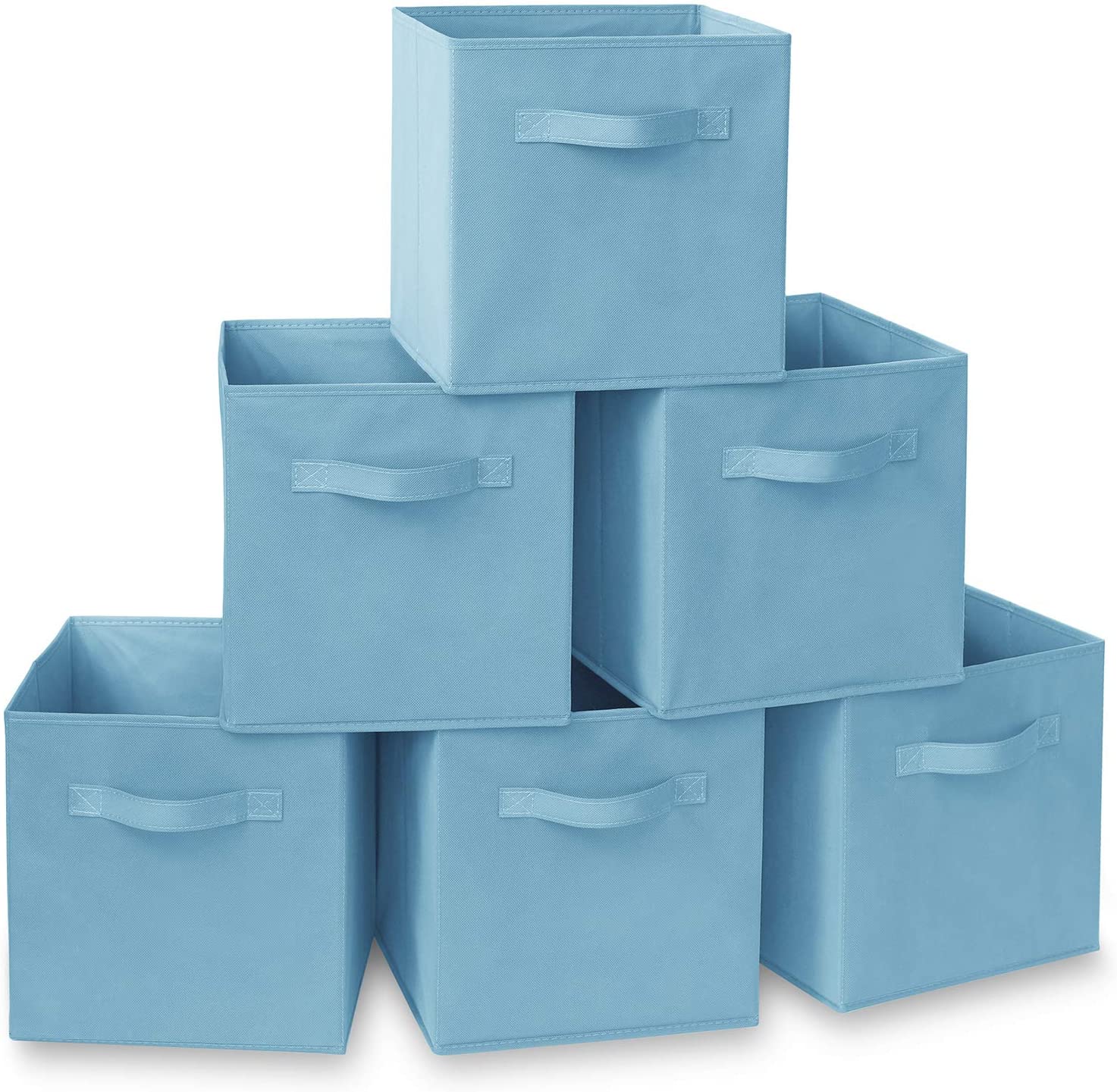 Casafield Set of 6 Collapsible Fabric Cube Storage Bins, Baby Blue - 11 ...