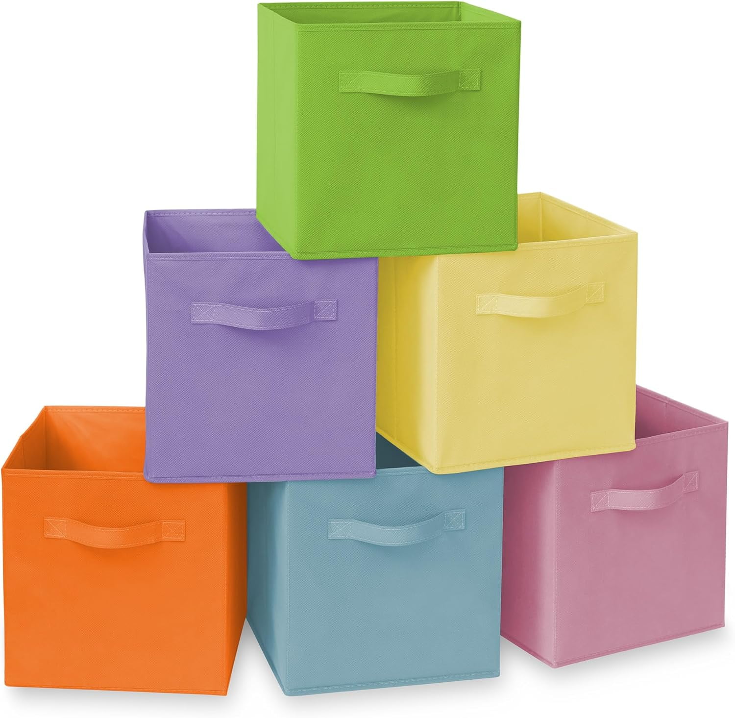 Casafield Set of 6 Collapsible Fabric Cube Storage Bins, Multicolor ...