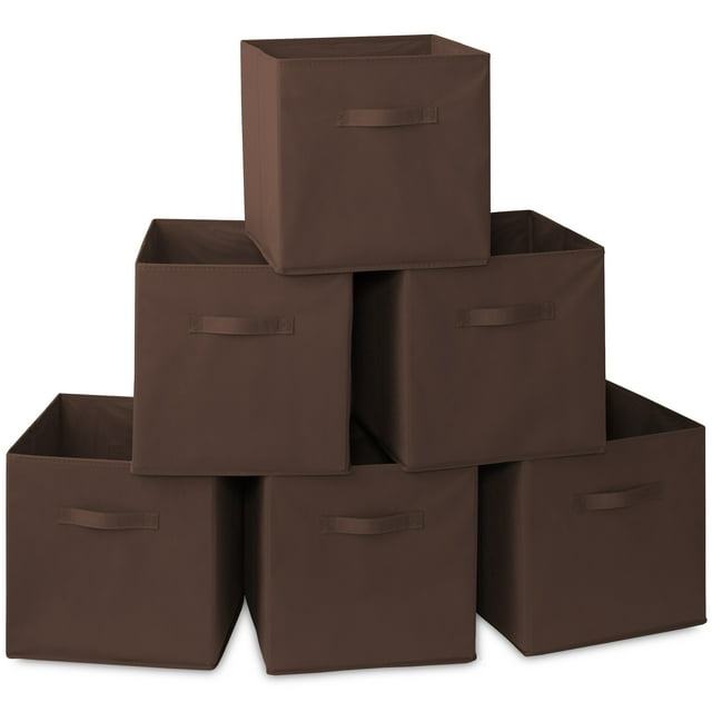 Casafield Set of 6 Fabric Storage Cube Bins, Brown - 13" Collapsible ...