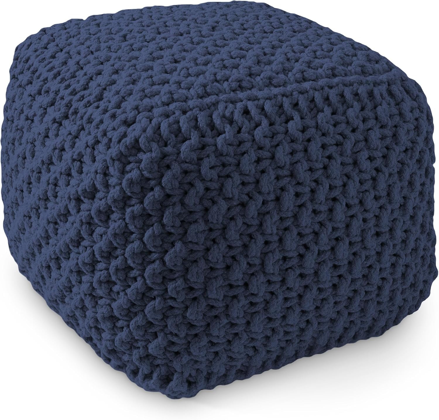 Casafield Square Pouf Ottoman, Navy Blue 18.5" W x 18.5" D x 14.5" H ...