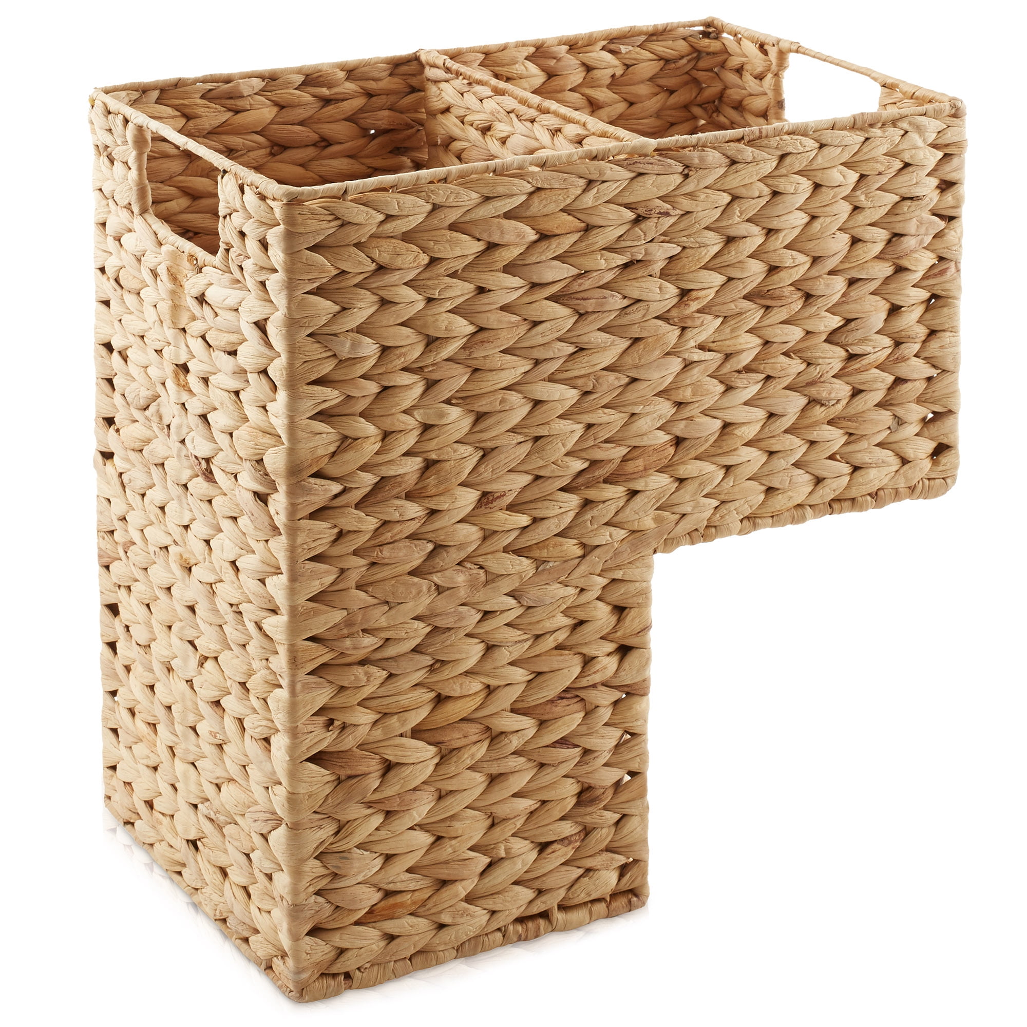 Casafield Stair Basket with Handles, Natural - Woven Water Hyacinth ...