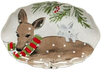 Casafina Ceramic Stoneware 13'' Oval Platter - Deer Friends Collection ...