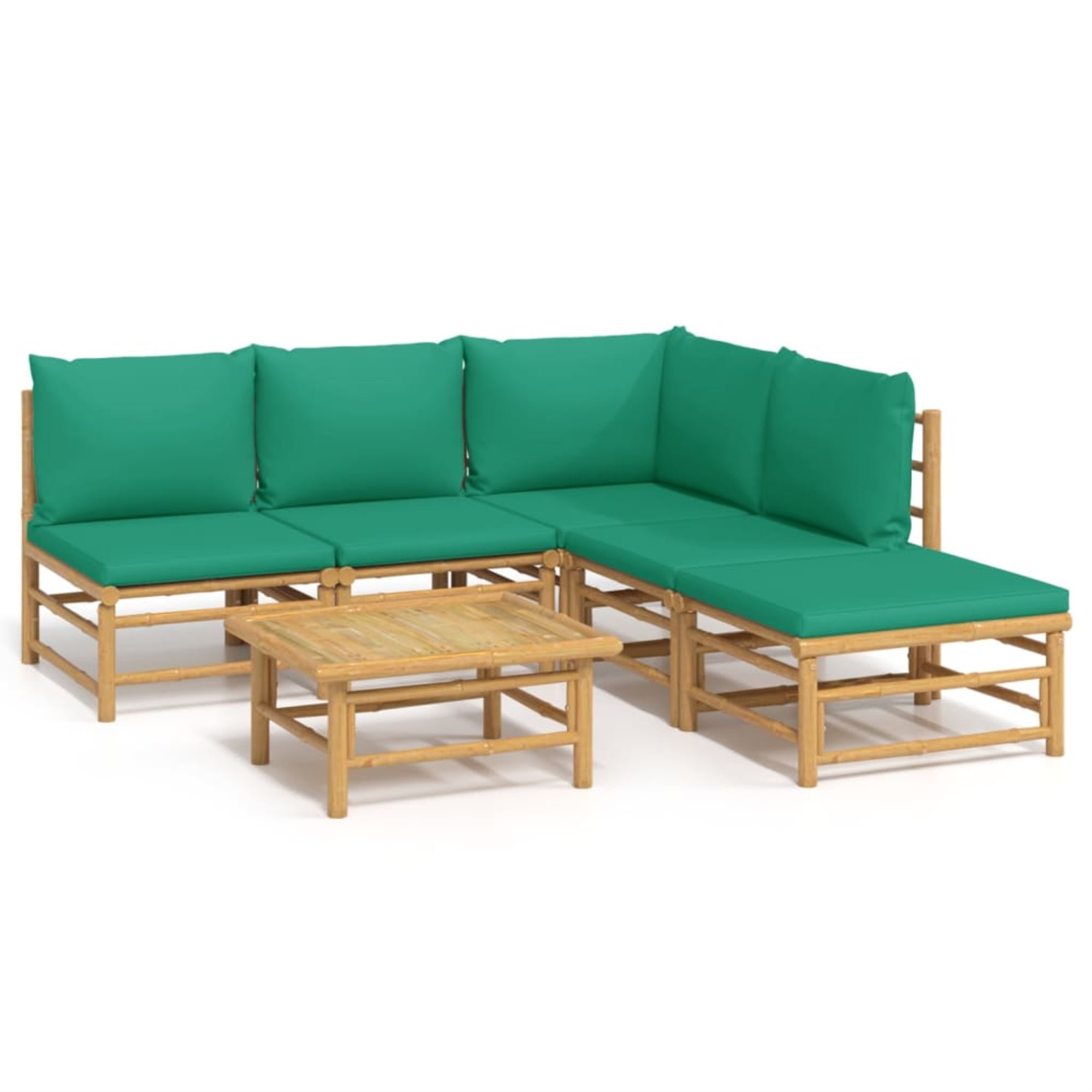 Casafoyer 6 Piece Patio Lounge Set with Green Cushions Bamboo - Walmart.com