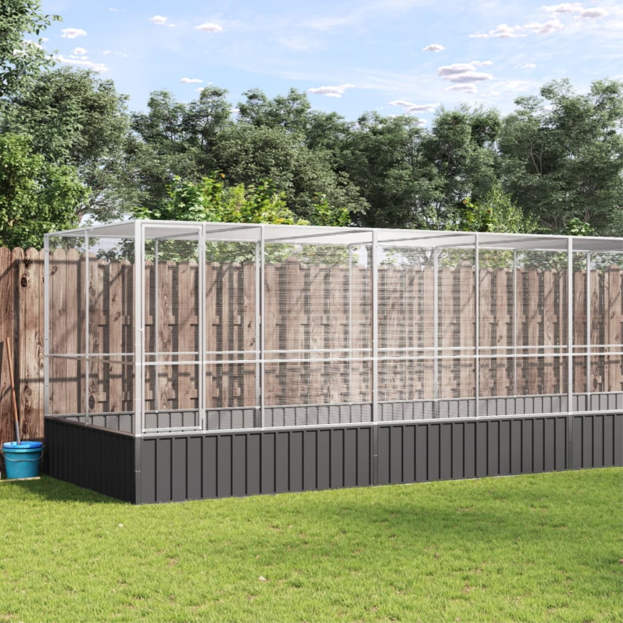 Casafoyer Aviary with Extension Silver 409.1"x81.5"x83.5" Steel ...
