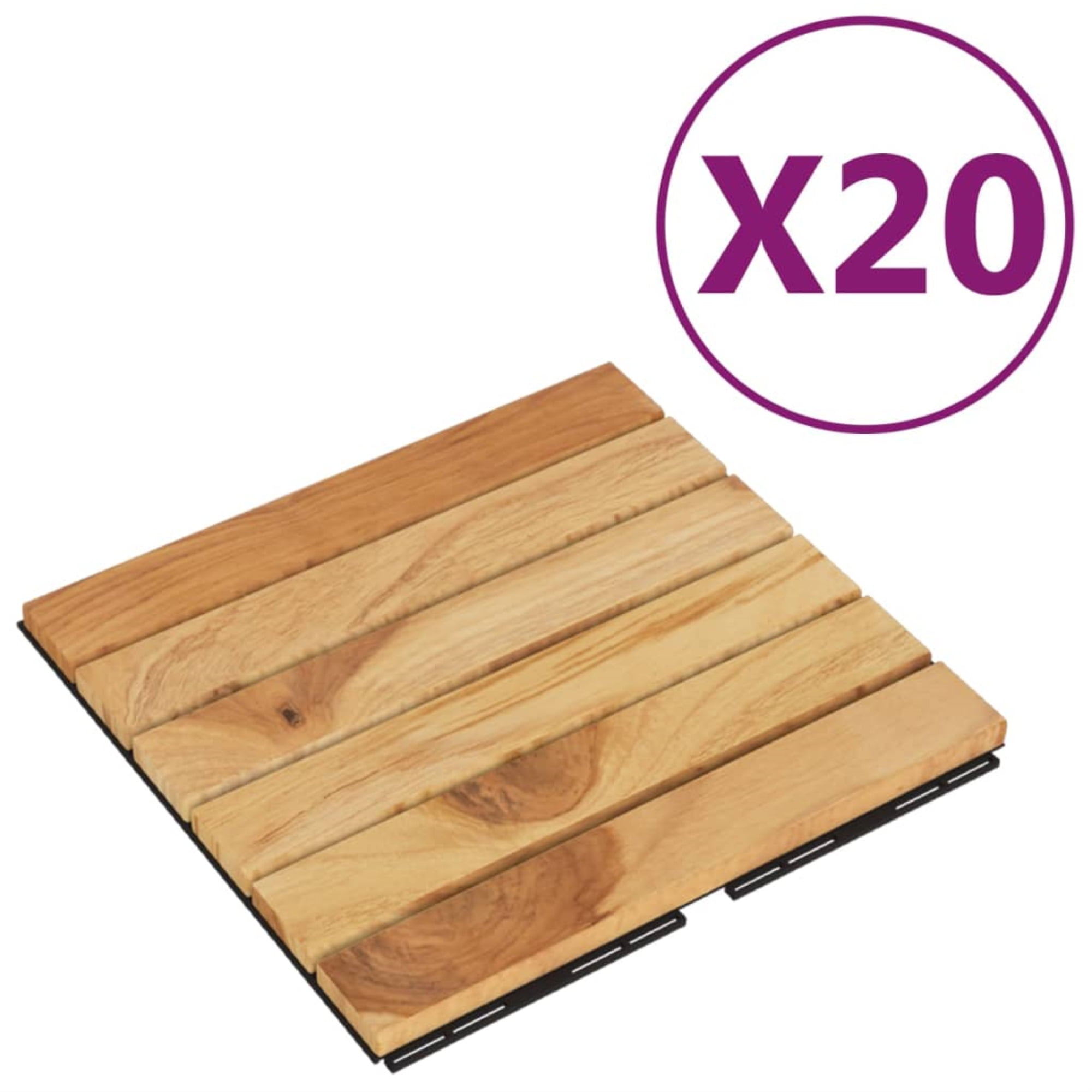 Casafoyer Decking Tiles 20 pcs 11.8"x11.8" Solid Wood Teak Vertical ...