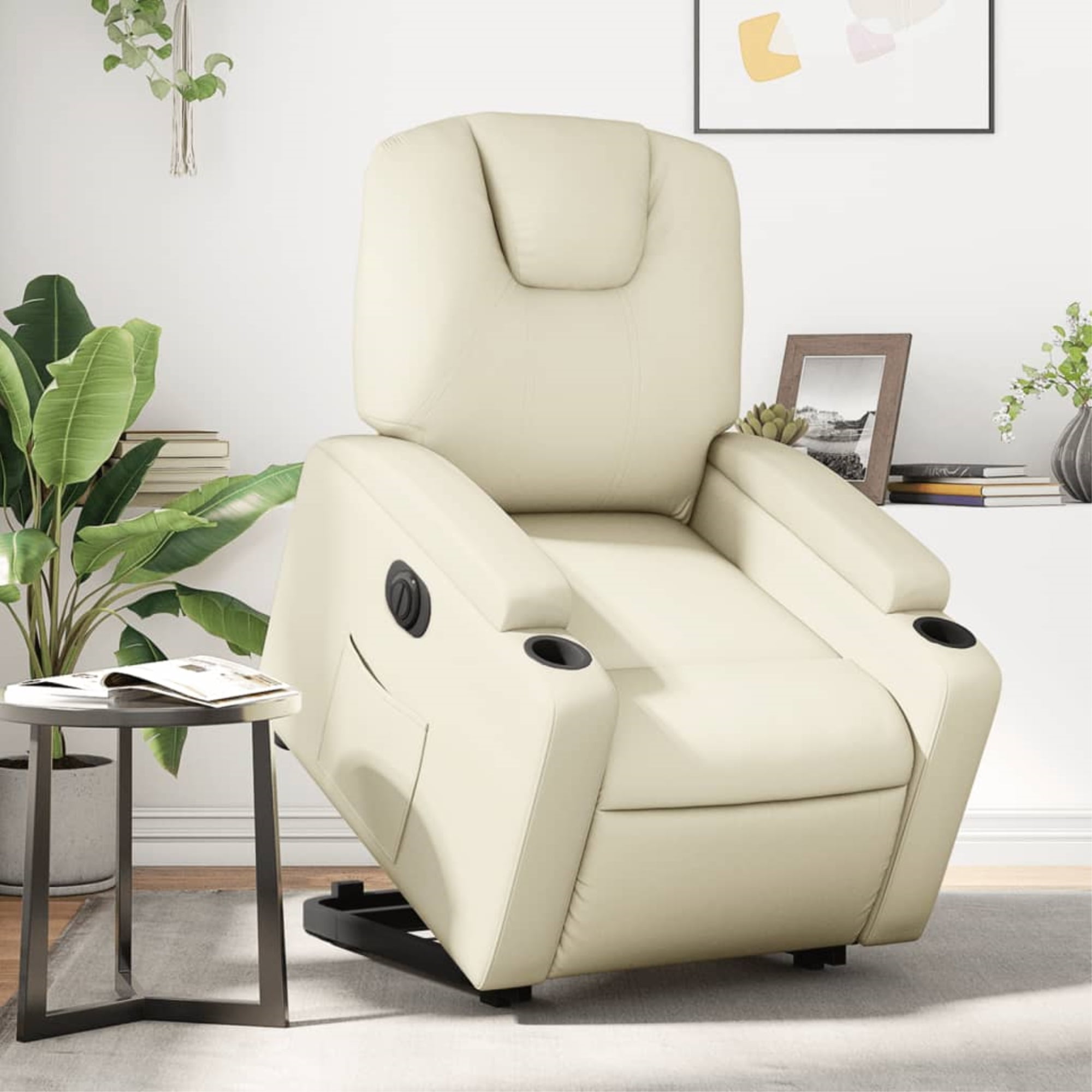 Casafoyer Electric Stand up Recliner Chair Cream Faux Leather - Walmart.com