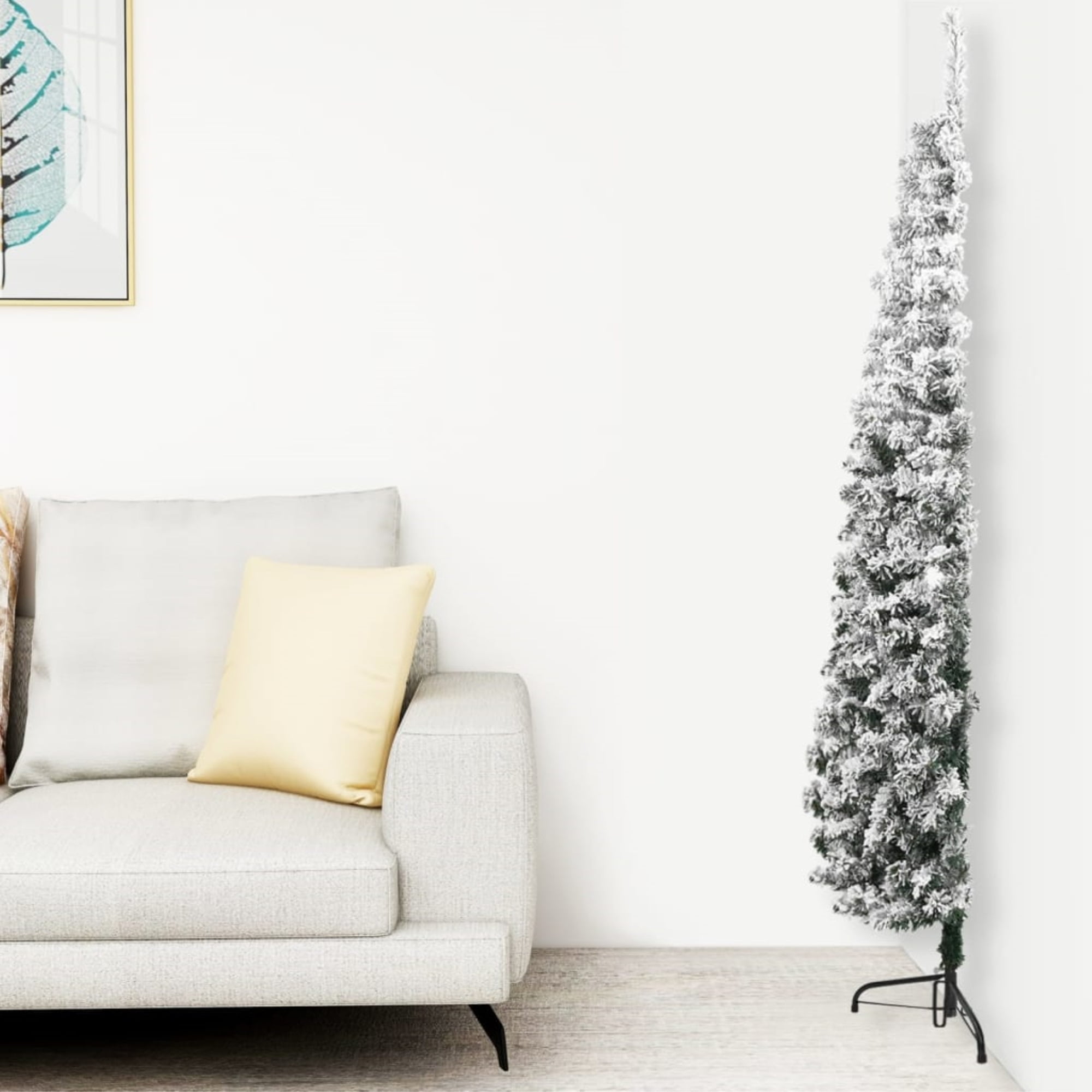 Casafoyer Slim Artificial Half Christmas Tree with Flocked Snow 70.9 ...
