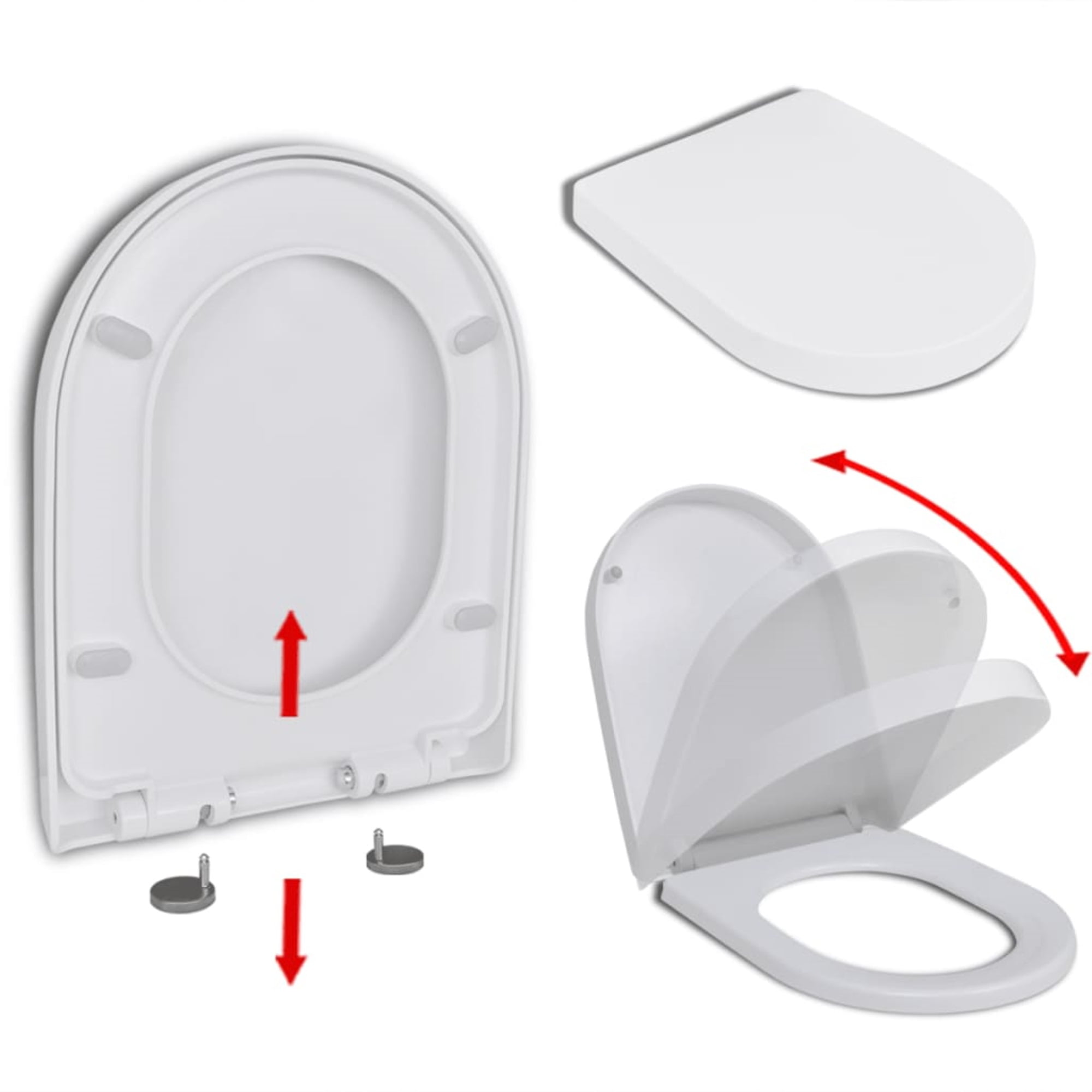 Casafoyer Soft-close Toilet Seat with Quick-release Design White Square ...