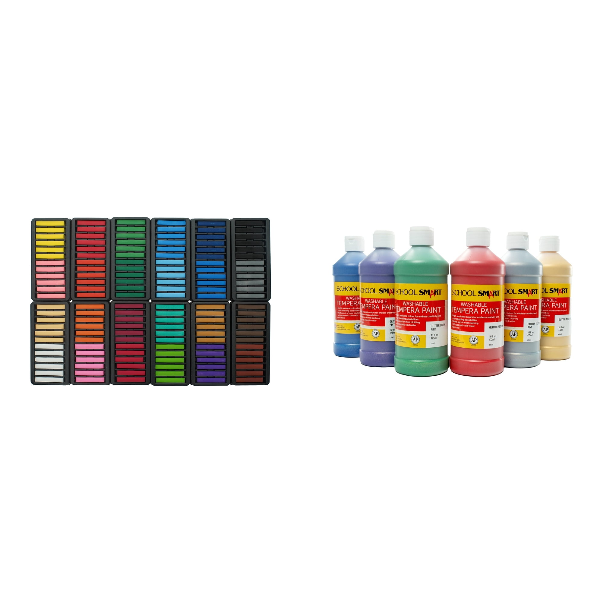 Casafoyer Square Chalk Pastels & Washable Tempera Paints Combo Kit for ...