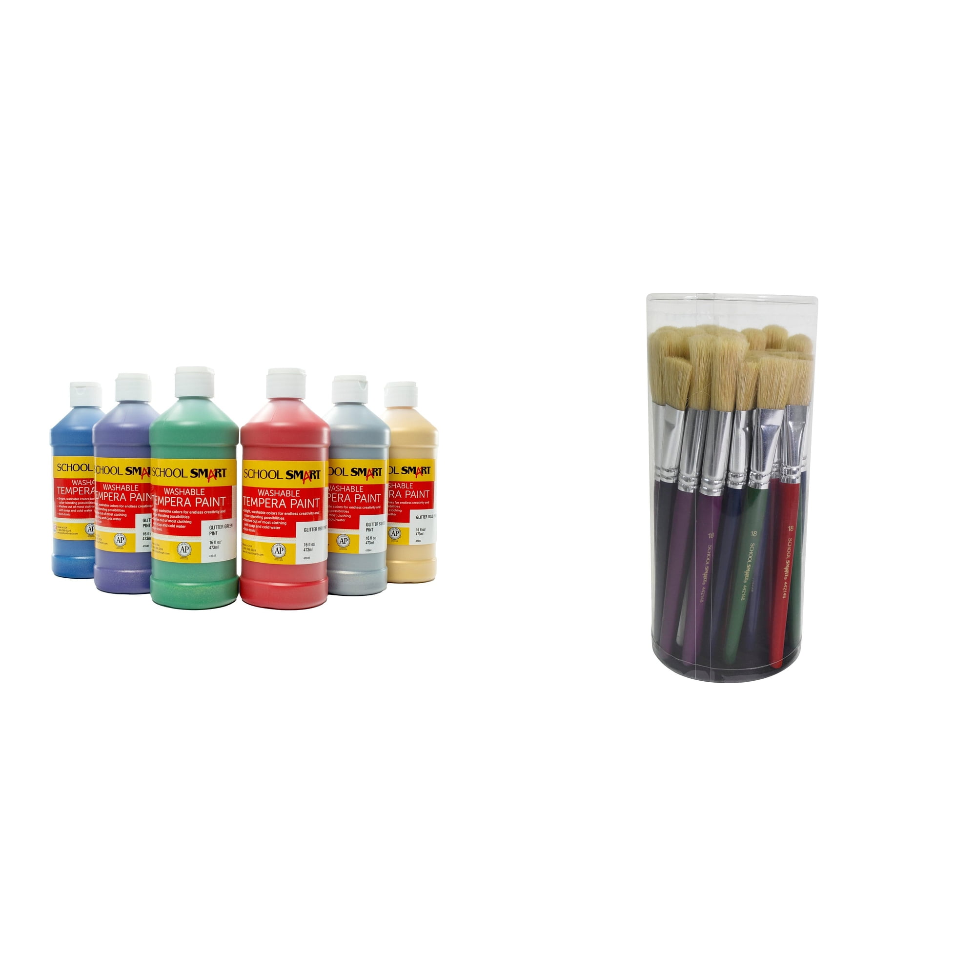 Casafoyer Washable Tempera Paints & Stubby Ox Hair Paint Brushes Combo ...