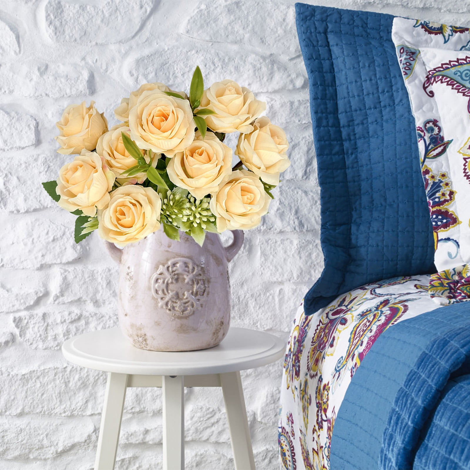 Casaio Artificial Austin Rose Artificial Austin Rose Bouquet, Silk ...