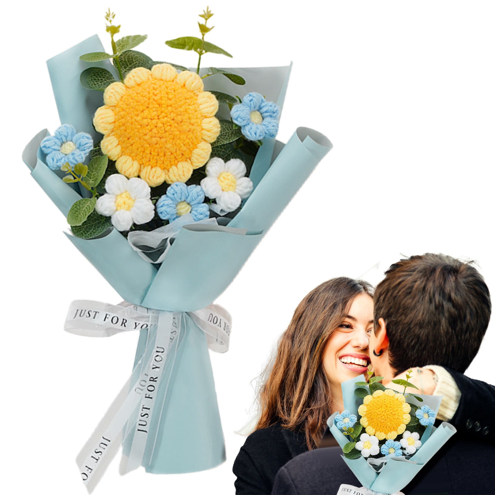 Casaio Artificial Flowers Handmade Knitted Sunflower Bouquet For ...