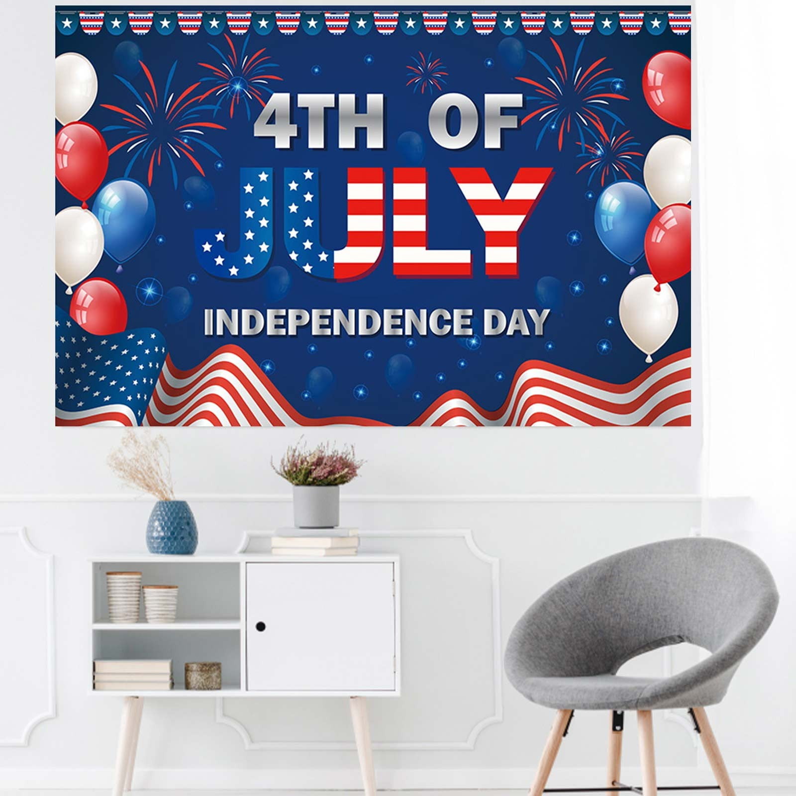 Casaio Backdrop New Independence Day Gnome Banner American National Day ...