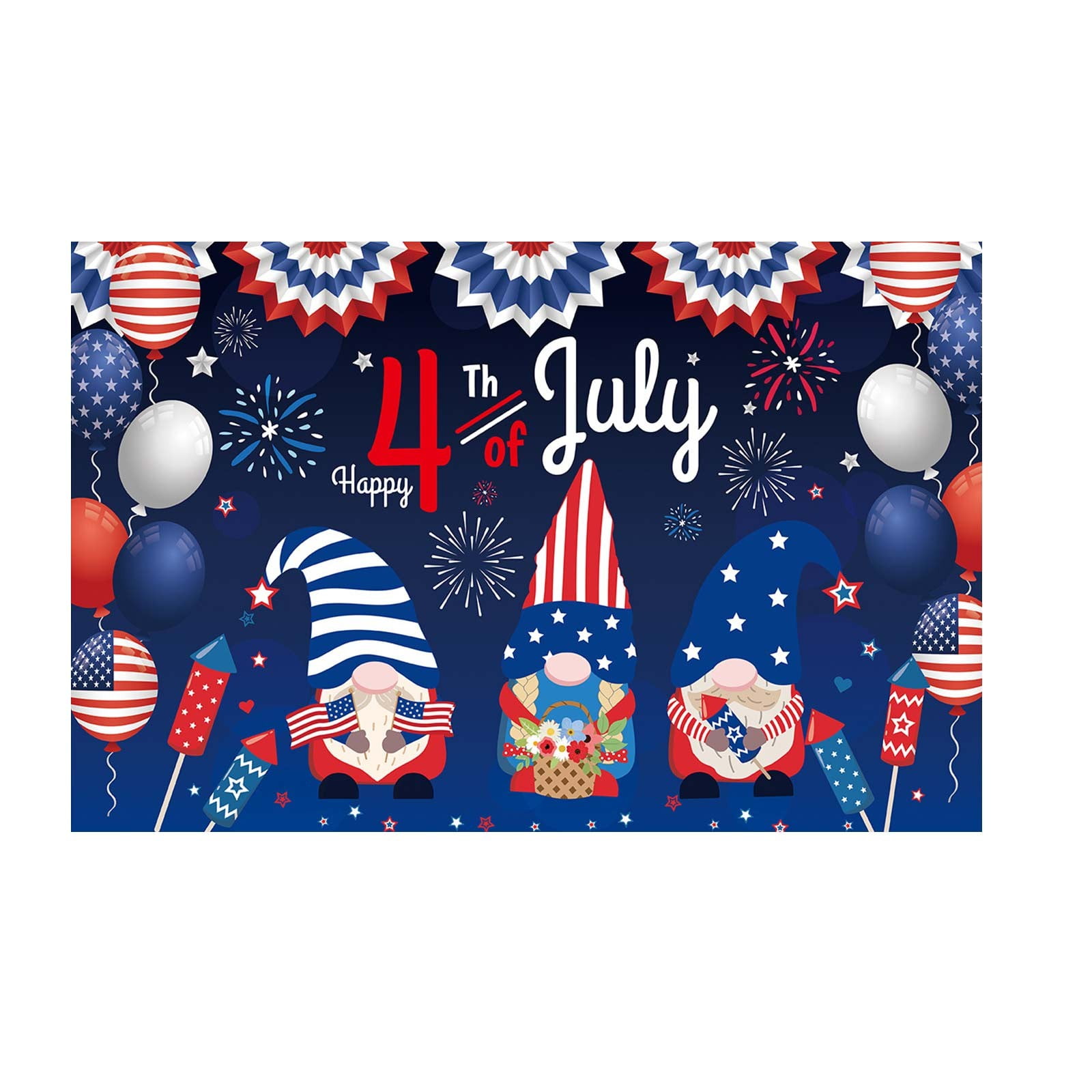 Casaio Backdrop New Independence Day Gnome Banner American National Day ...