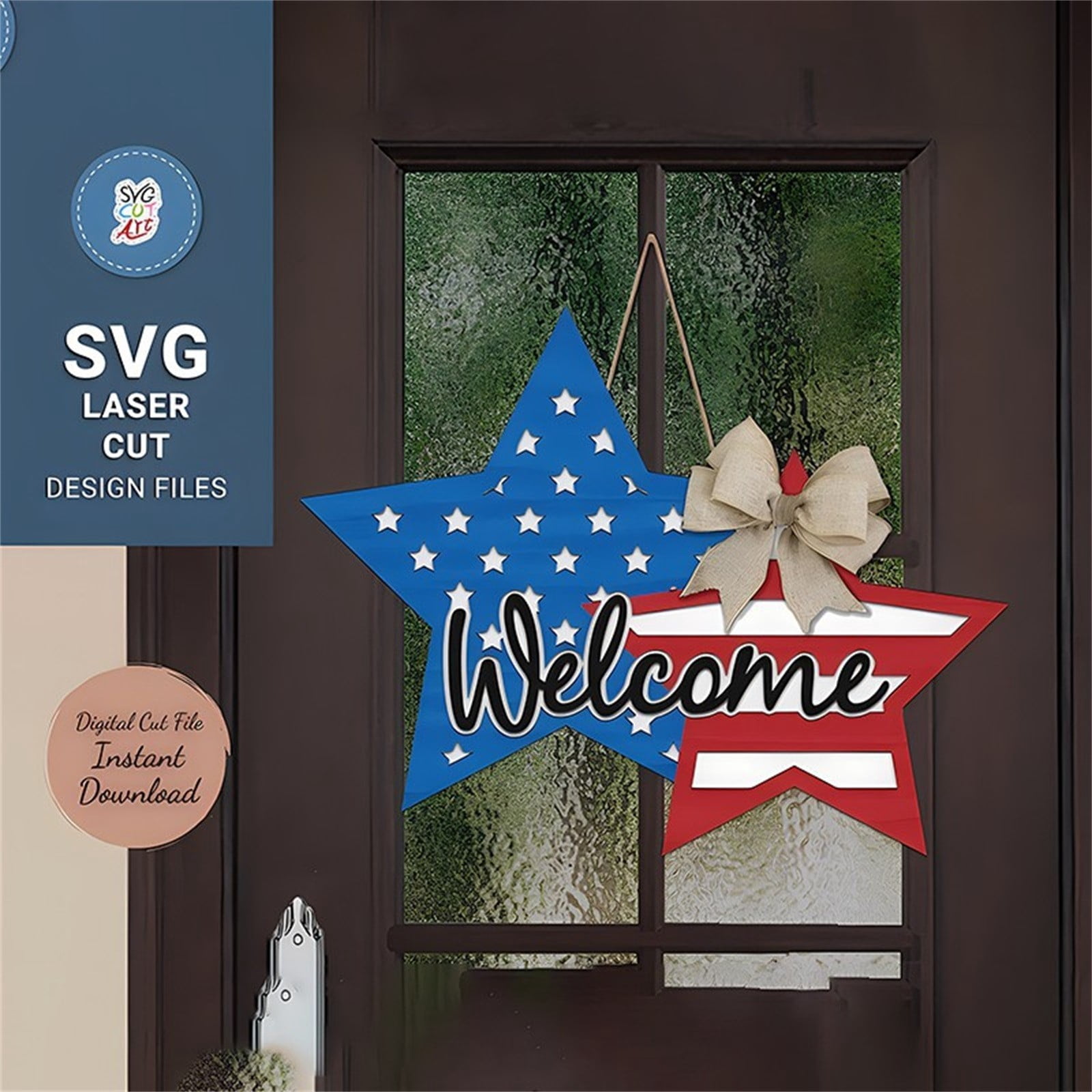 Casaio Door Sign God America Patriotic Sign For Front Door Decor ...
