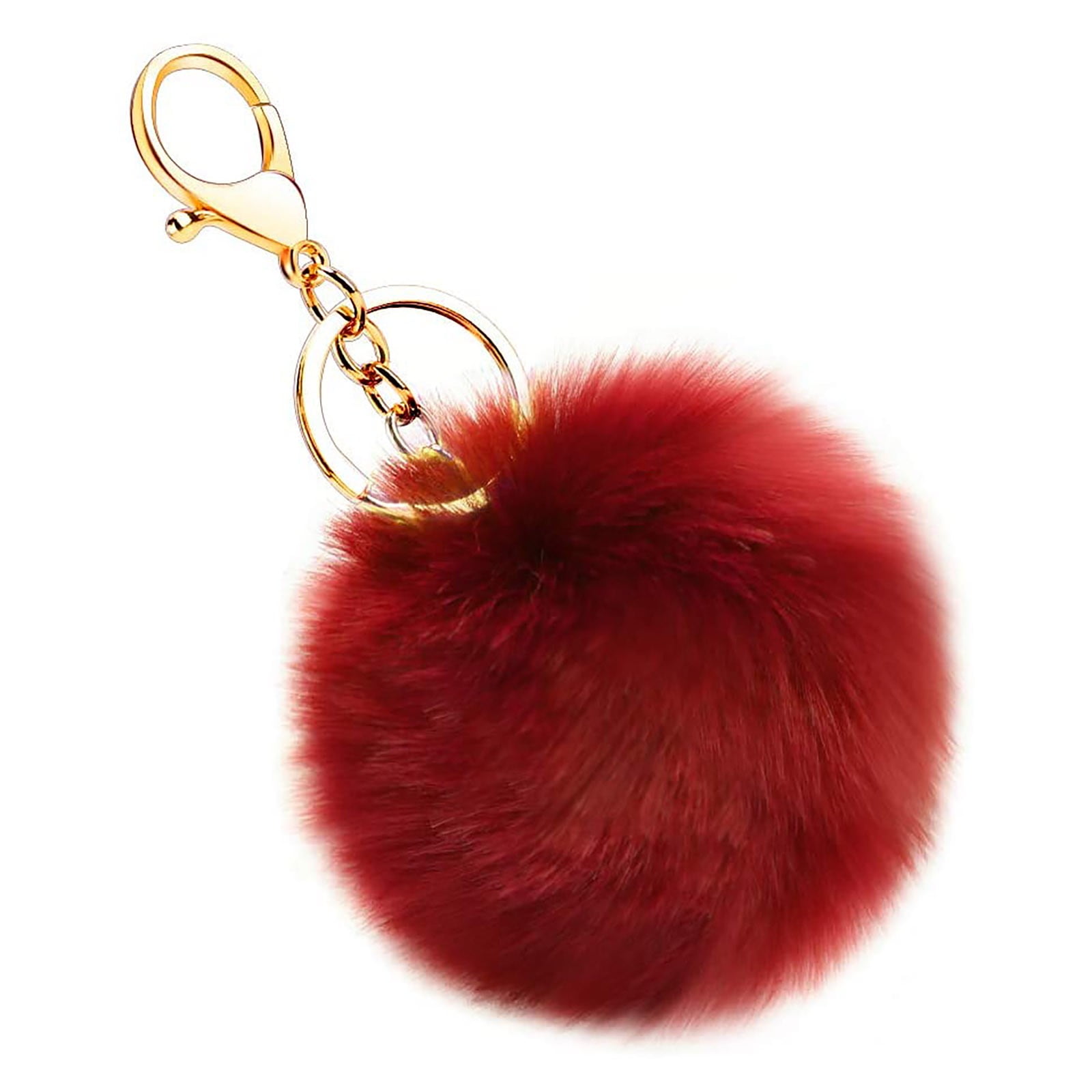 Casaio Fuzzy Keychain Fuzzy Pom Pom Keychain – Cute Plush Ball Key Ring ...