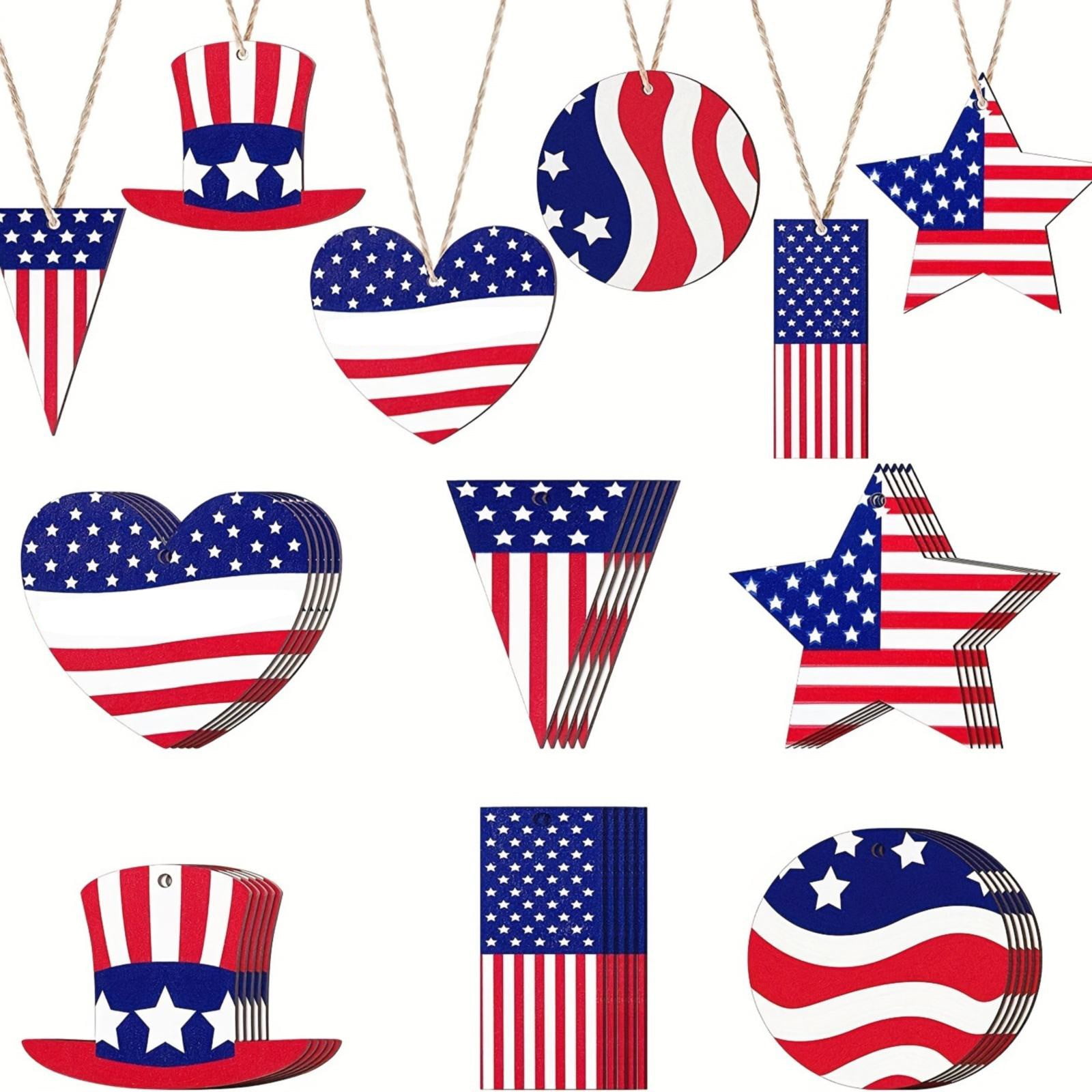 Casaio Hanging Décor 12 Pcs 4th Of July Ornaments For Tree Wooden ...