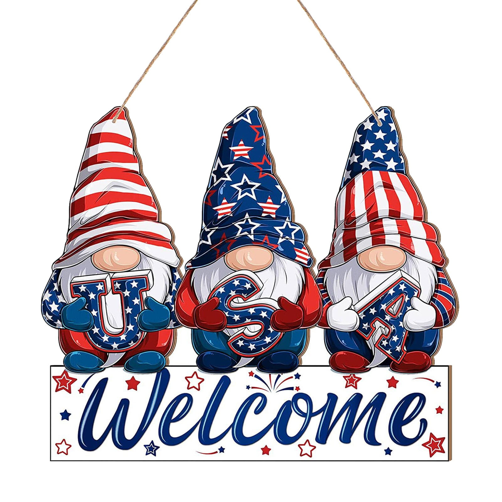 Casaio Hanging Décor Day Dwarf Hanging Decorations Patriotic Wooden ...