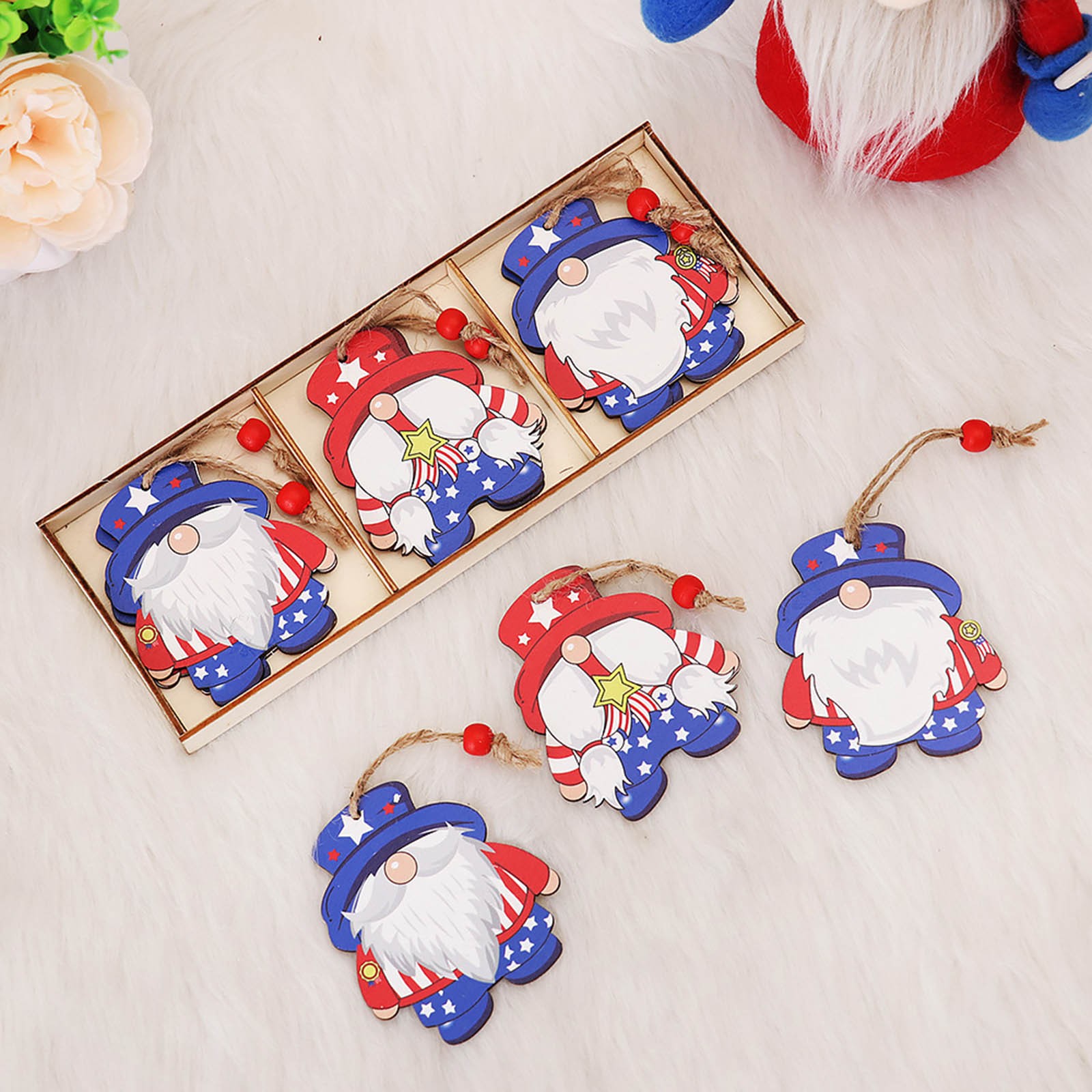 Casaio Hanging Decor Fourth Of July Dwarf Ornaments Patriotic Tree ...