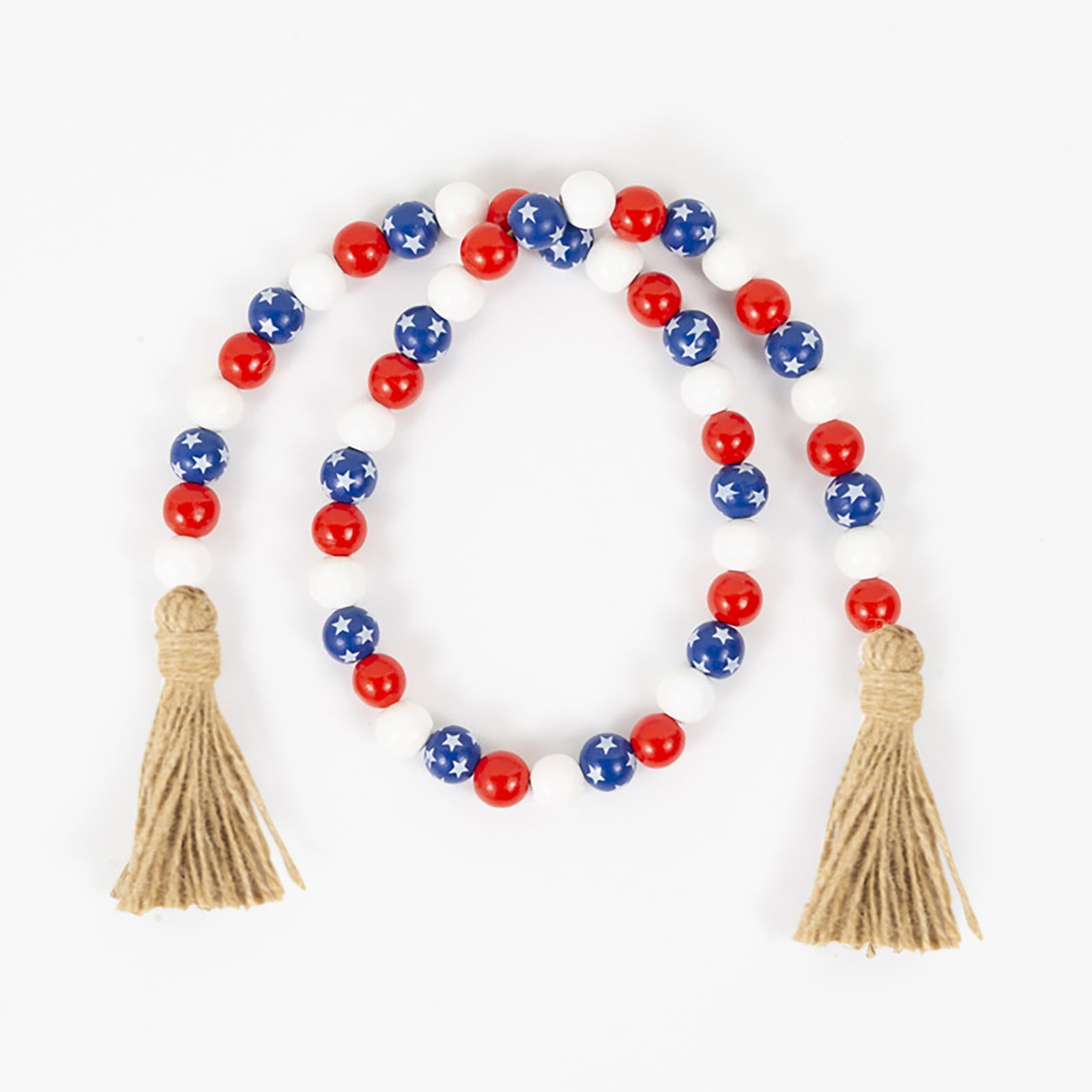 Casaio Tabletop Decor Independence Day Wood Bead Garland With Rustic ...
