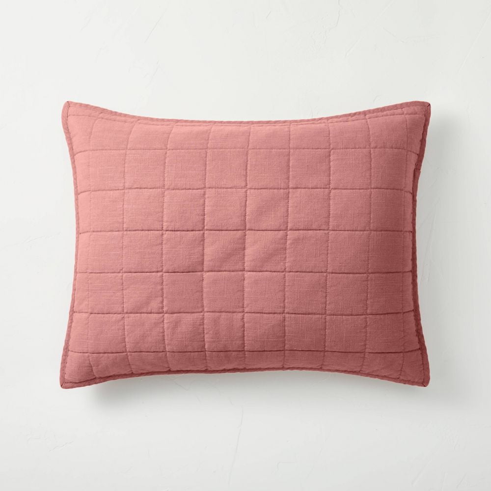 Casaluna Pillow Sham Linen-Blend OEKO-TEX Quilted Rose - Walmart.com
