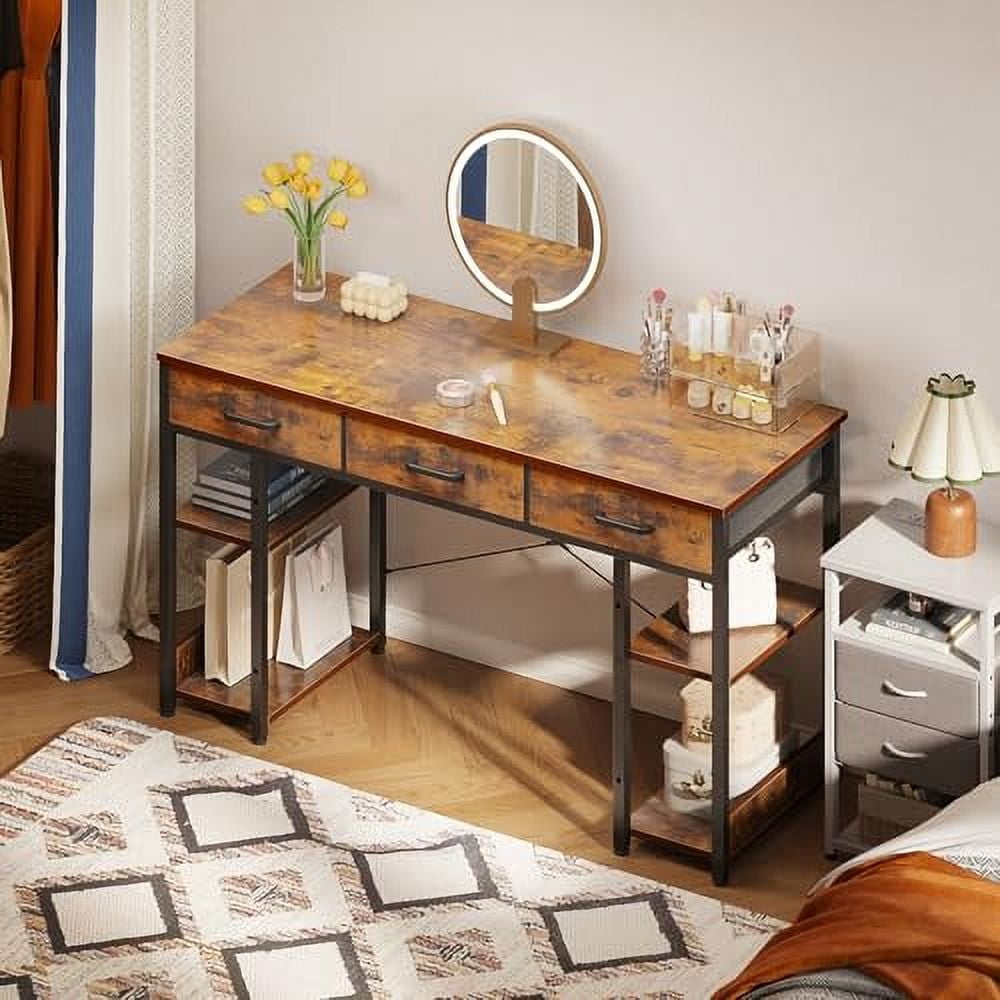 Casaottima 48 Inch Computer Desk with 3 Fabric Drawers and Storage ...