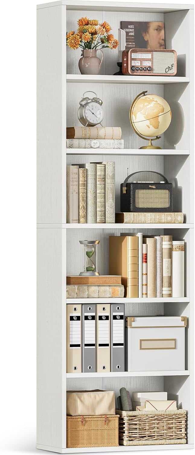 Casaottima 6-Tier Open Bookshelf and Bookcase, Floor Standing Display ...