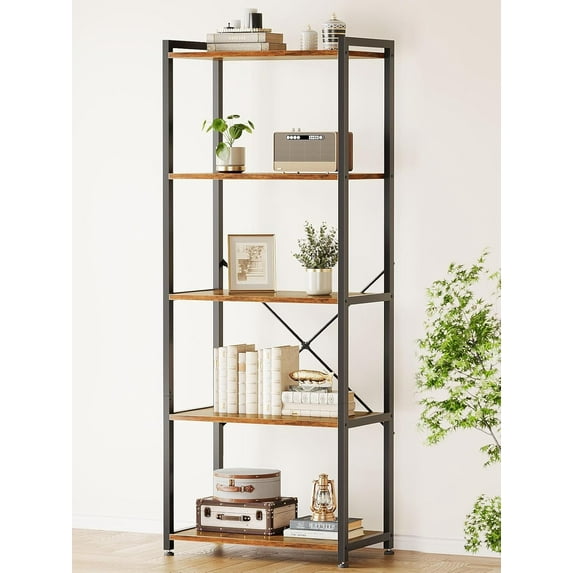 Casaottima Book Shelf, 5 Tier Bookshelf, Modern Wood Bookcase Shelves ...