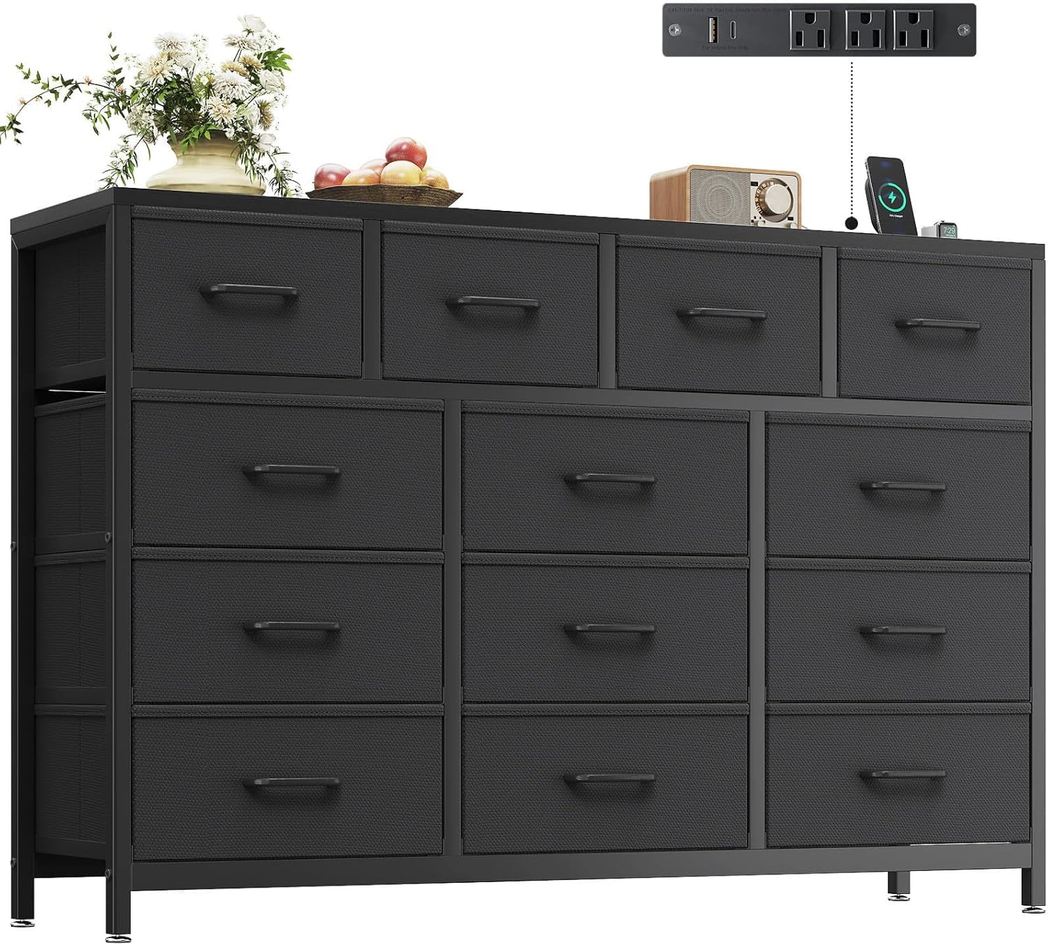 Casaottima Dresser for Bedroom with Charging Station, 55" Long Dresser ...