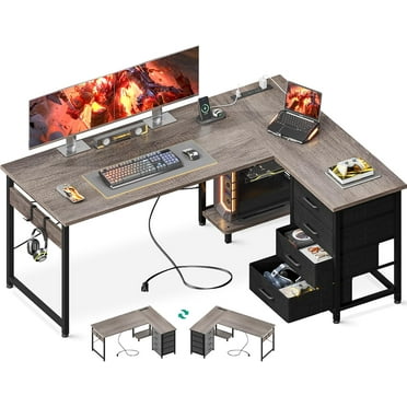 Homieasy Reversible L-Shaped Multi-function Computer Desk, Dual Tables ...