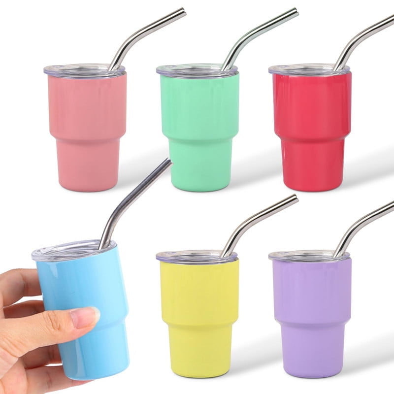 Casapre 3 oz Mini Tumbler Shot Glass with Straw, Colored Modern ...