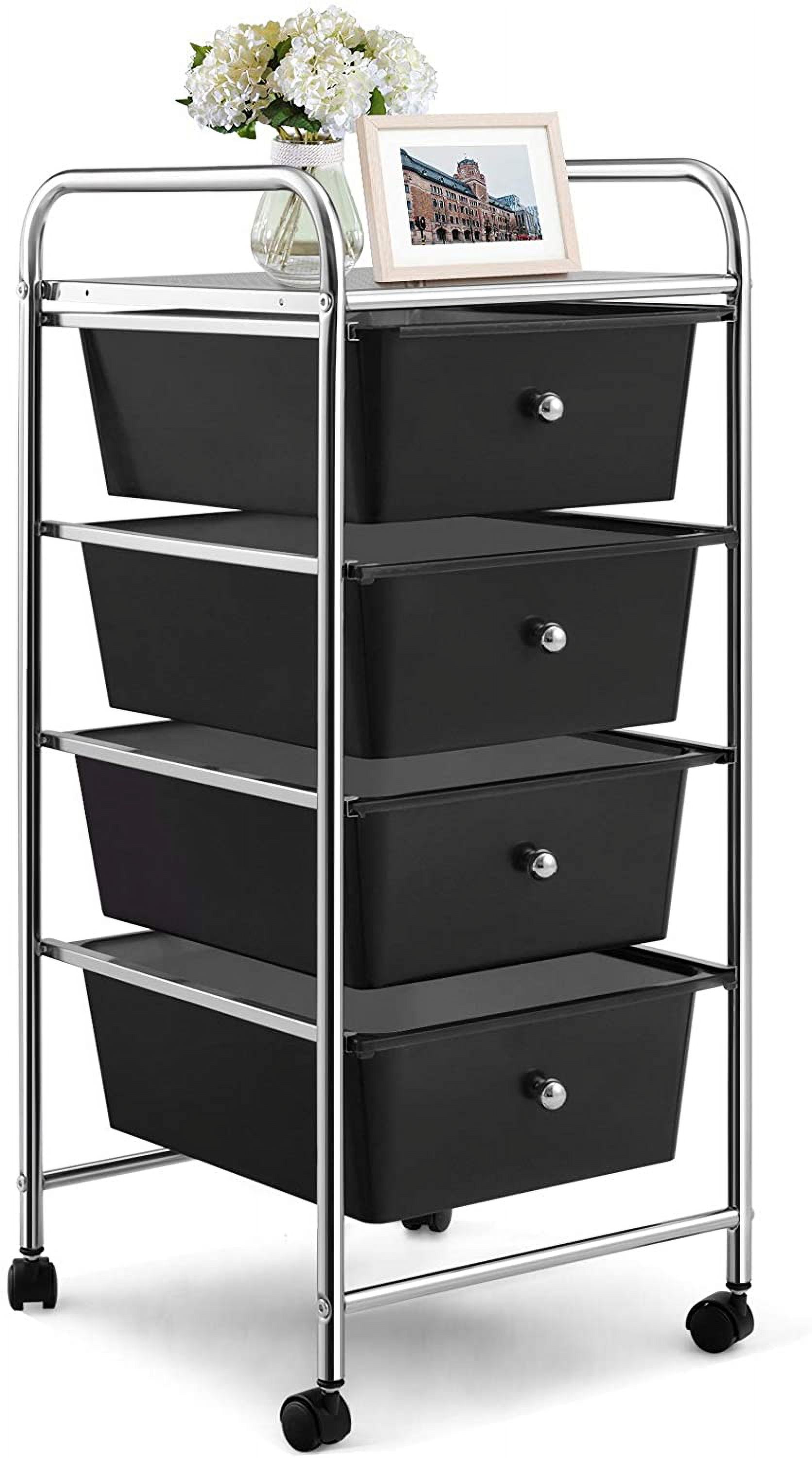 Casart 4-Drawers Storage Cart Bin W/Wheels and Stable Mental Frame for ...