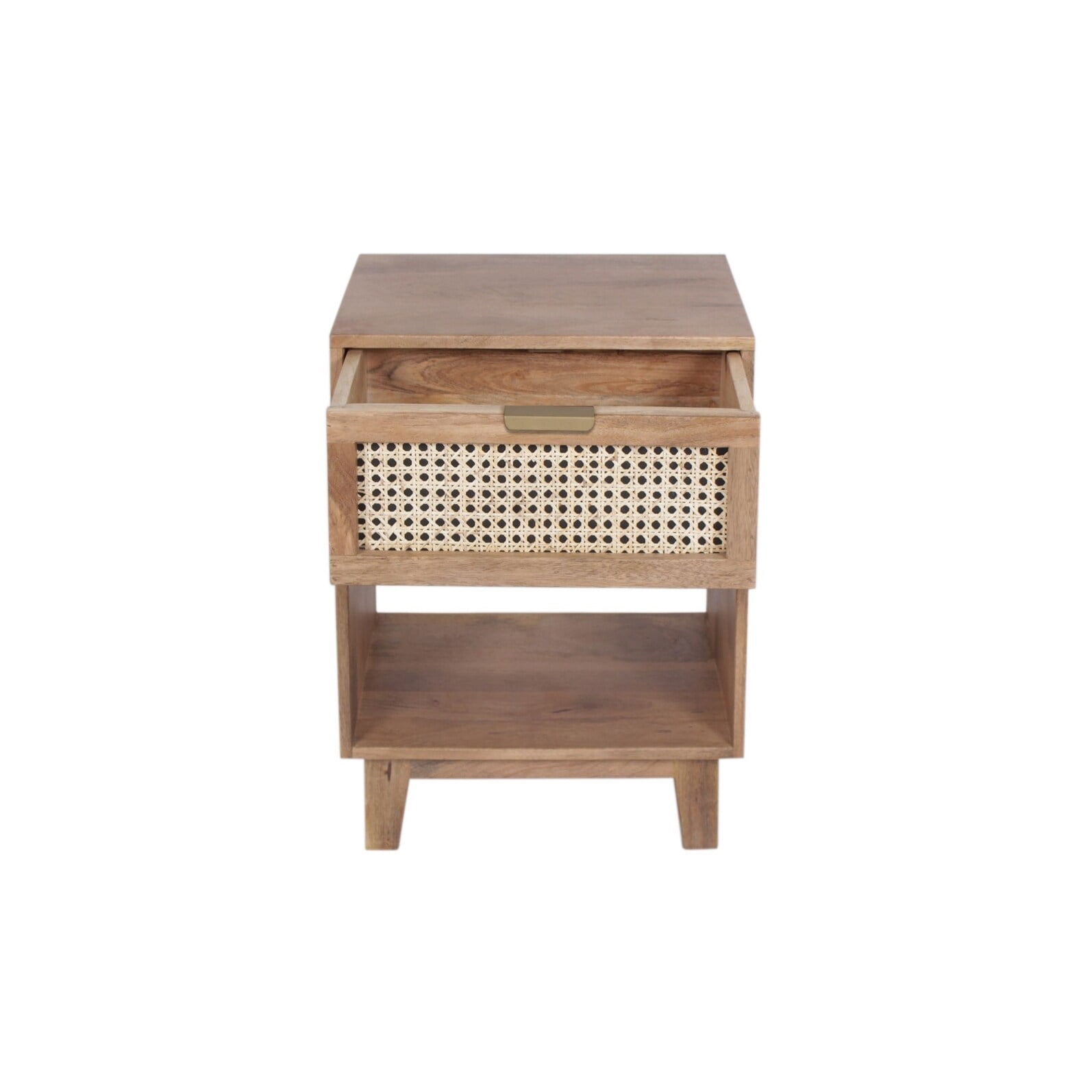 Casartis Living Ella Cane Wood and Woven Cane Nightstand with Drawer in ...