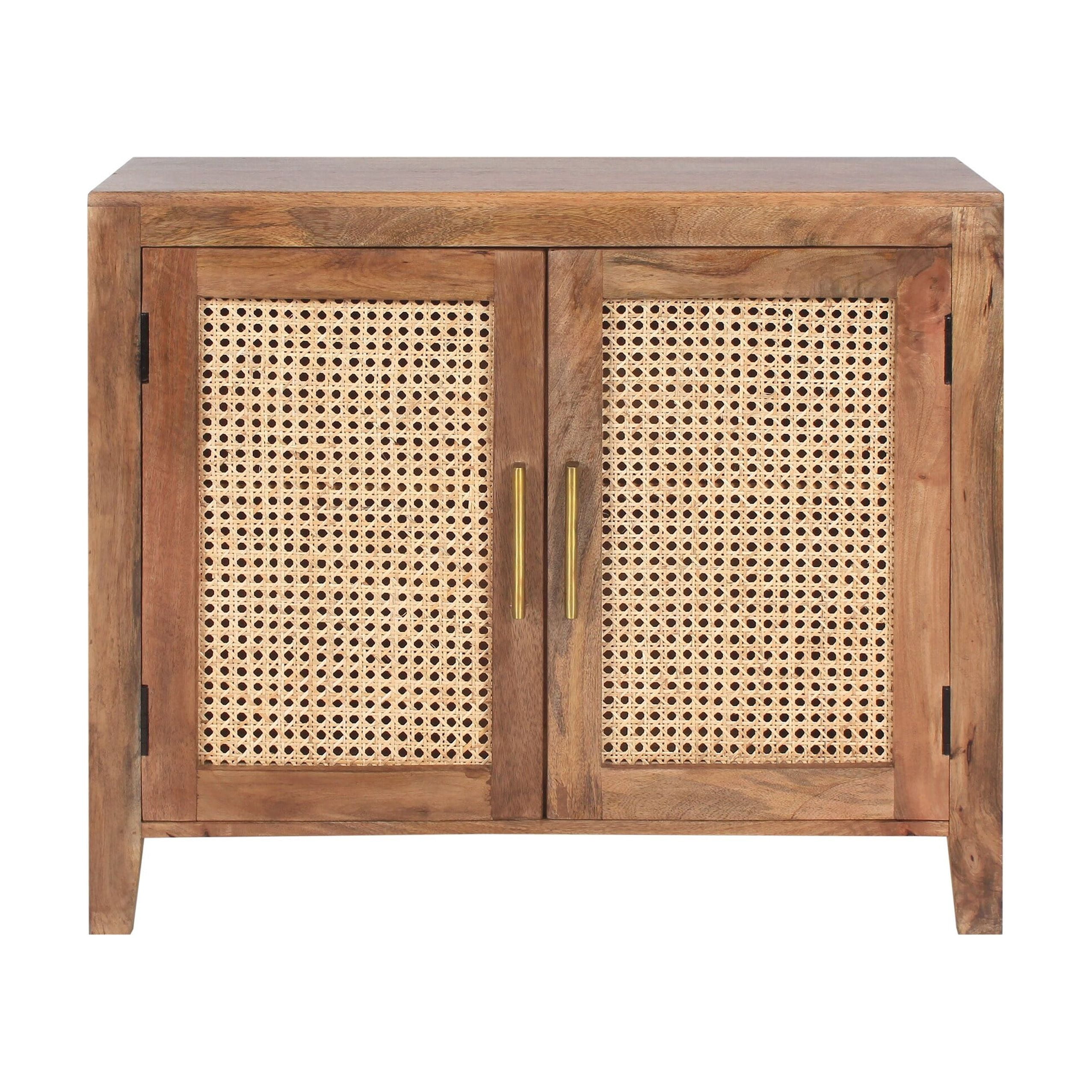 Casartis Living Florence 2-Door Acacia Wooden Cabinet with Cane ...