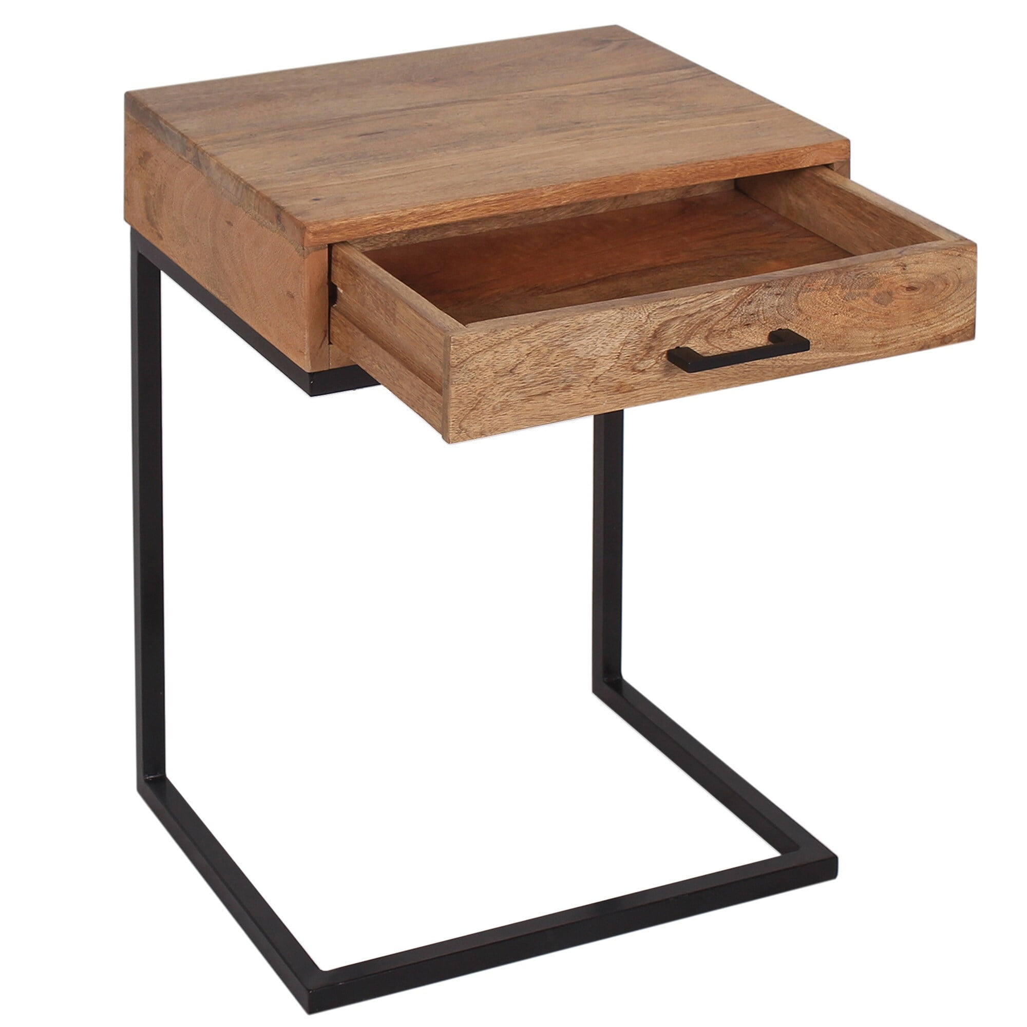 Casartis Living Swinger Transitional Wood C-Table with Drawer in Brown ...