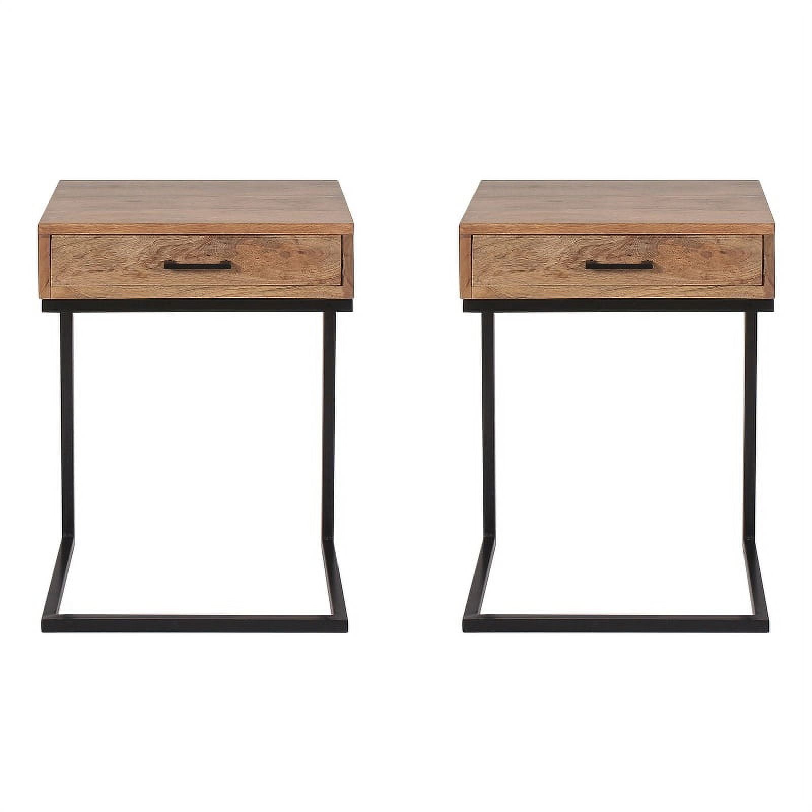 Casartis Living Swinger Wood C-Table with Drawer in Brown (Set of 2 ...