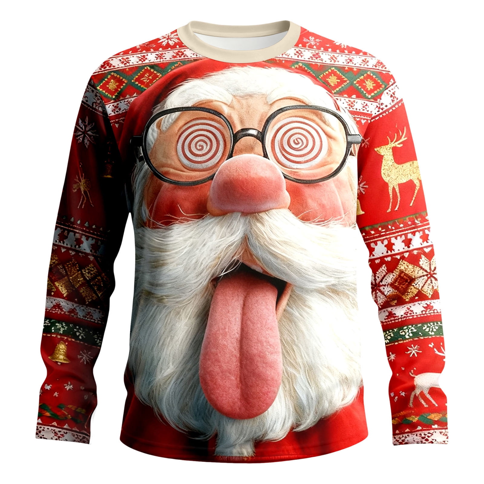 Casaul Pullover for Men Christmas Printed Crew Neck Long Sleeve Relaxed ...