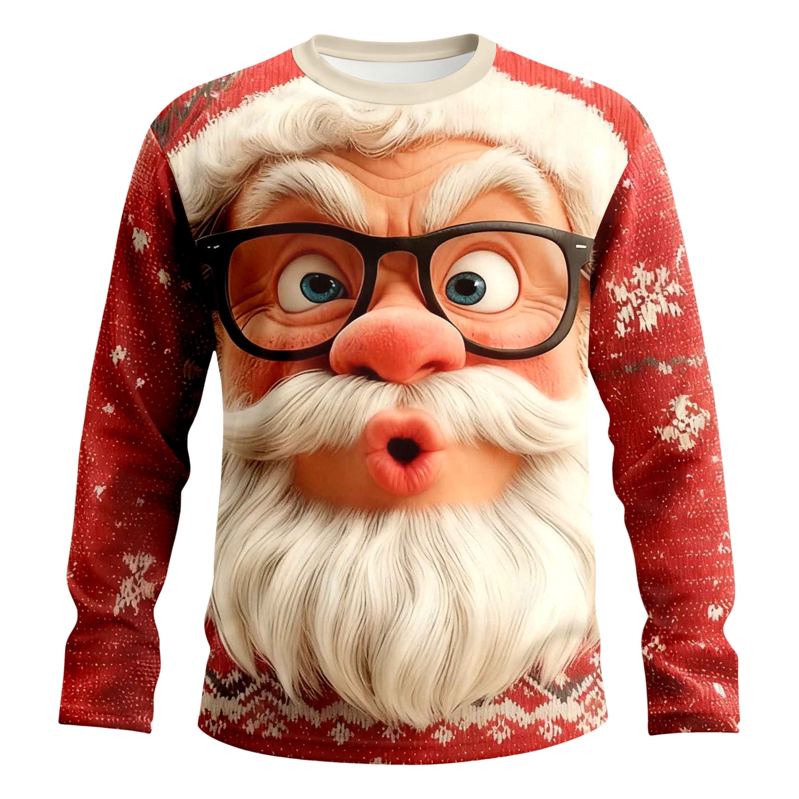 Casaul Pullover for Men Christmas Printed Crew Neck Long Sleeve Relaxed ...