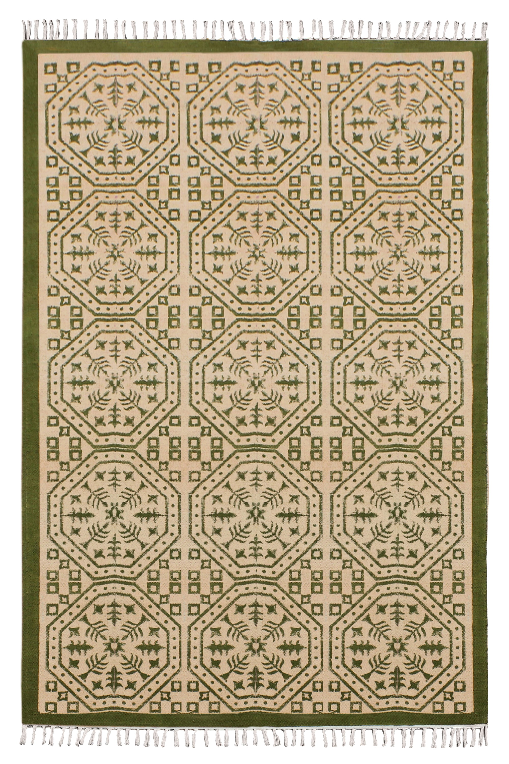 Casavani - 10'x14' Green Block Printed Cotton Area Rugs for Living Room ...