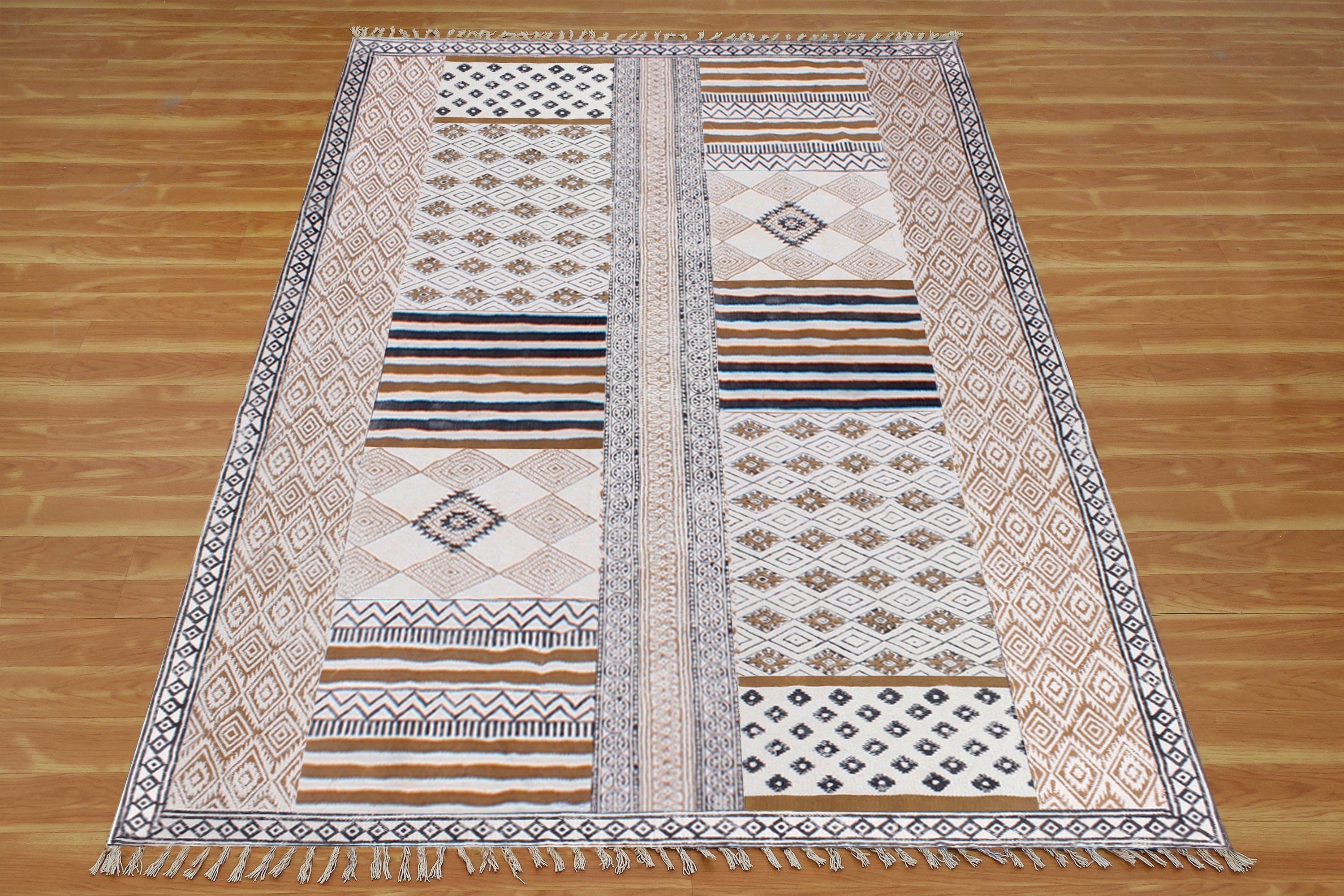 Casavani - 12'x12' Brown Block Printed Cotton Square Area Rugs for ...