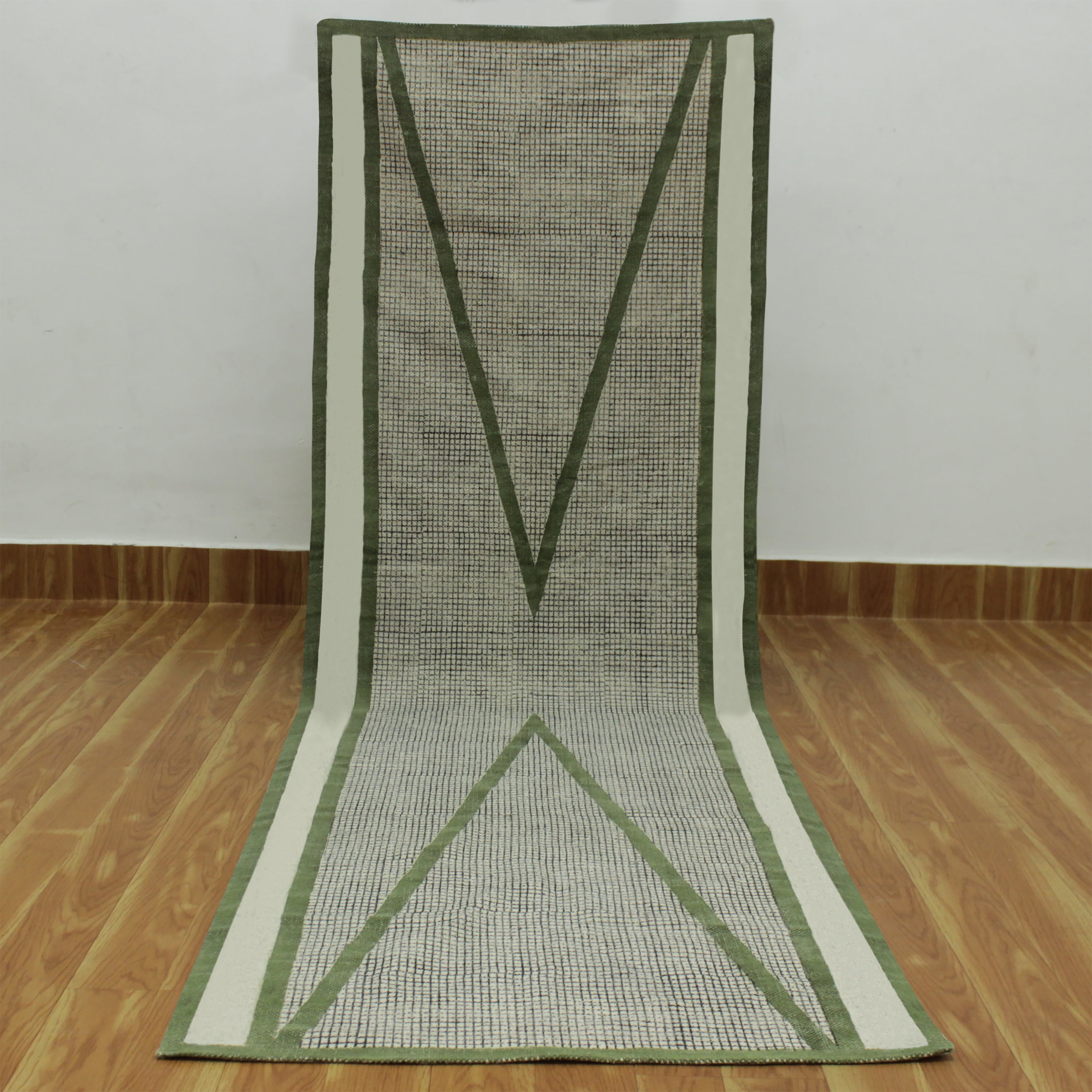 Casavani - 12'x15' Handwoven Cotton Block Printed Rugs Green Cotton ...