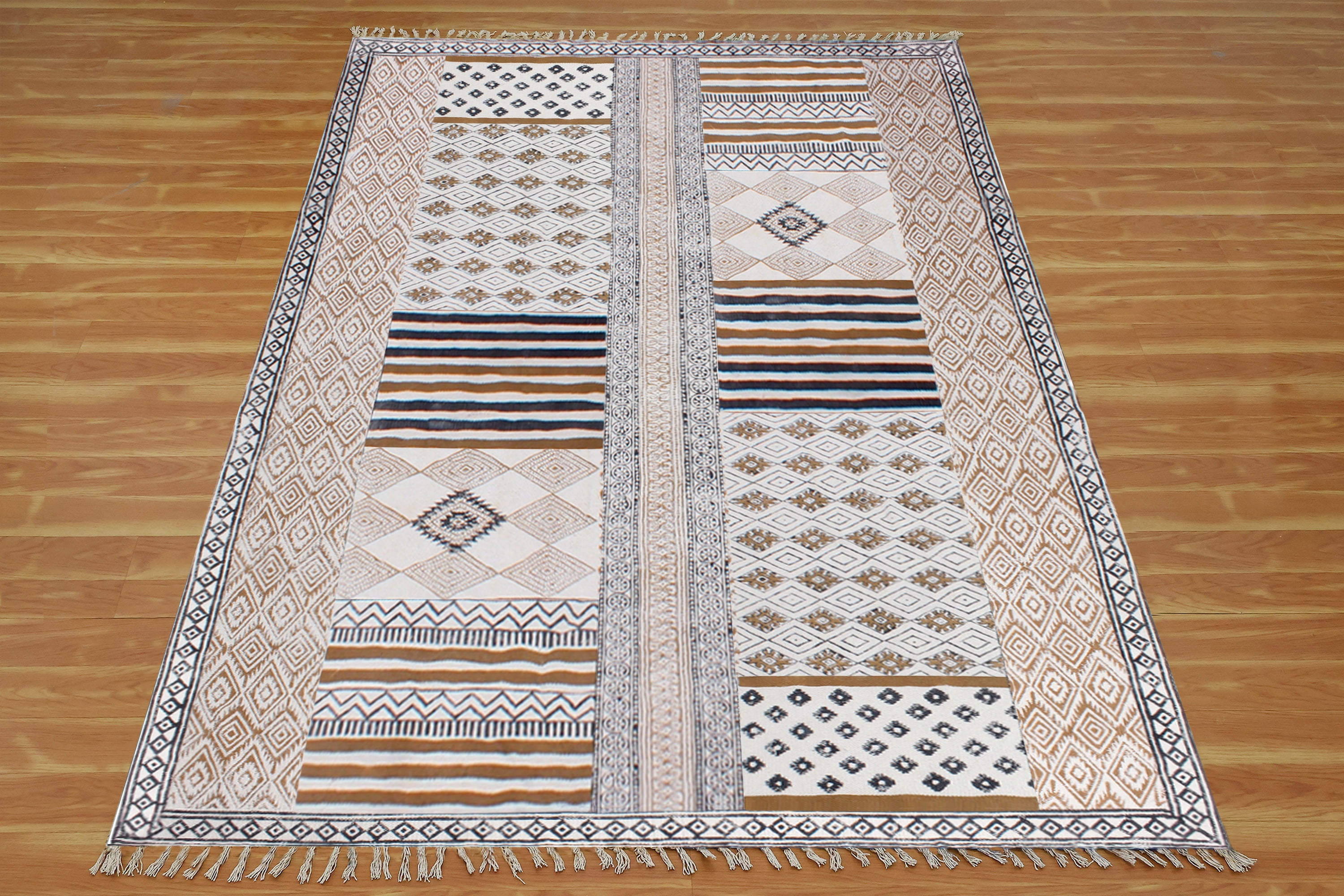 Casavani - 4'x6' Brown Block Printed Cotton Area Rugs for Living Room ...